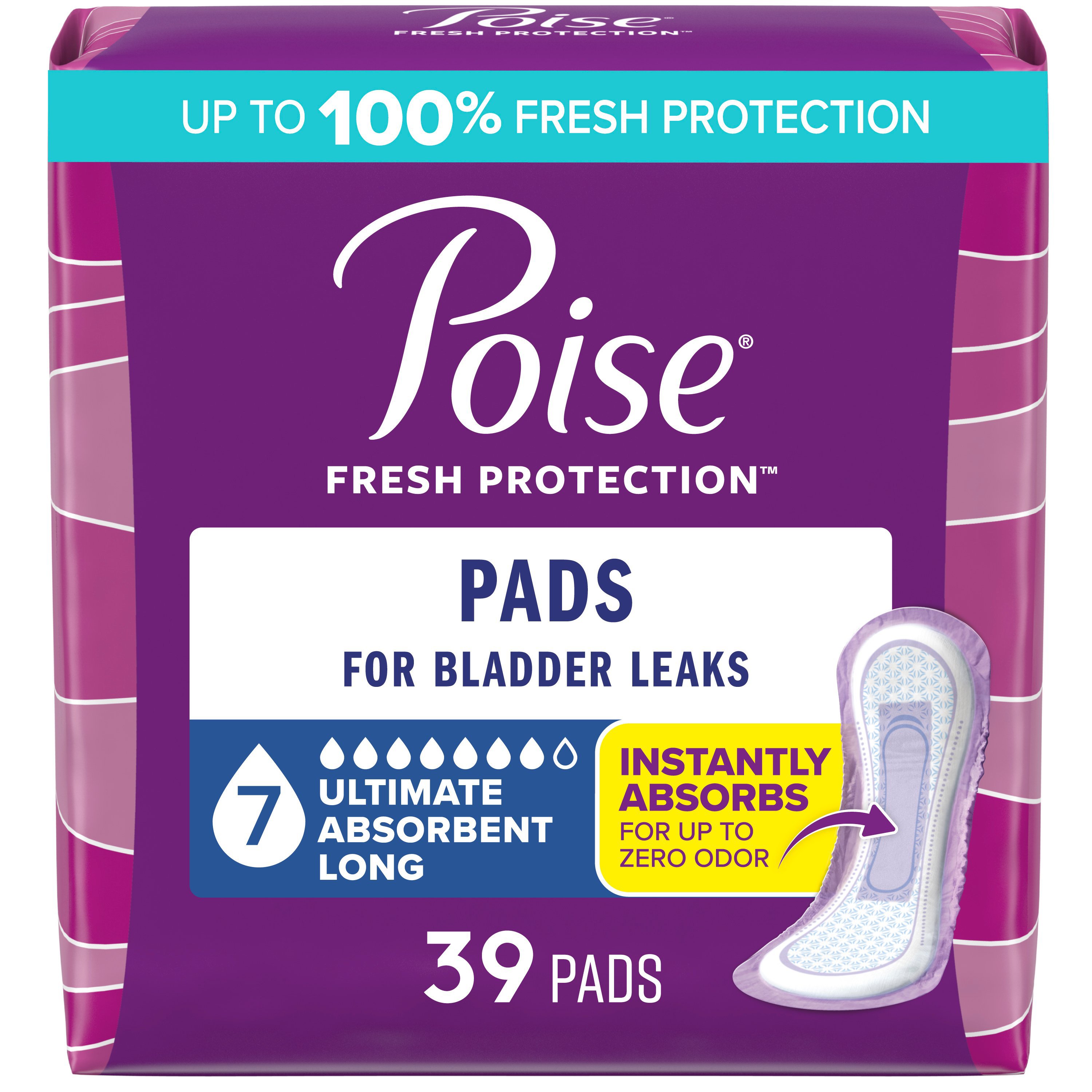 Poise Long Incontinence & Postpartum Pads - 7 Drop Ultra - Shop ...
