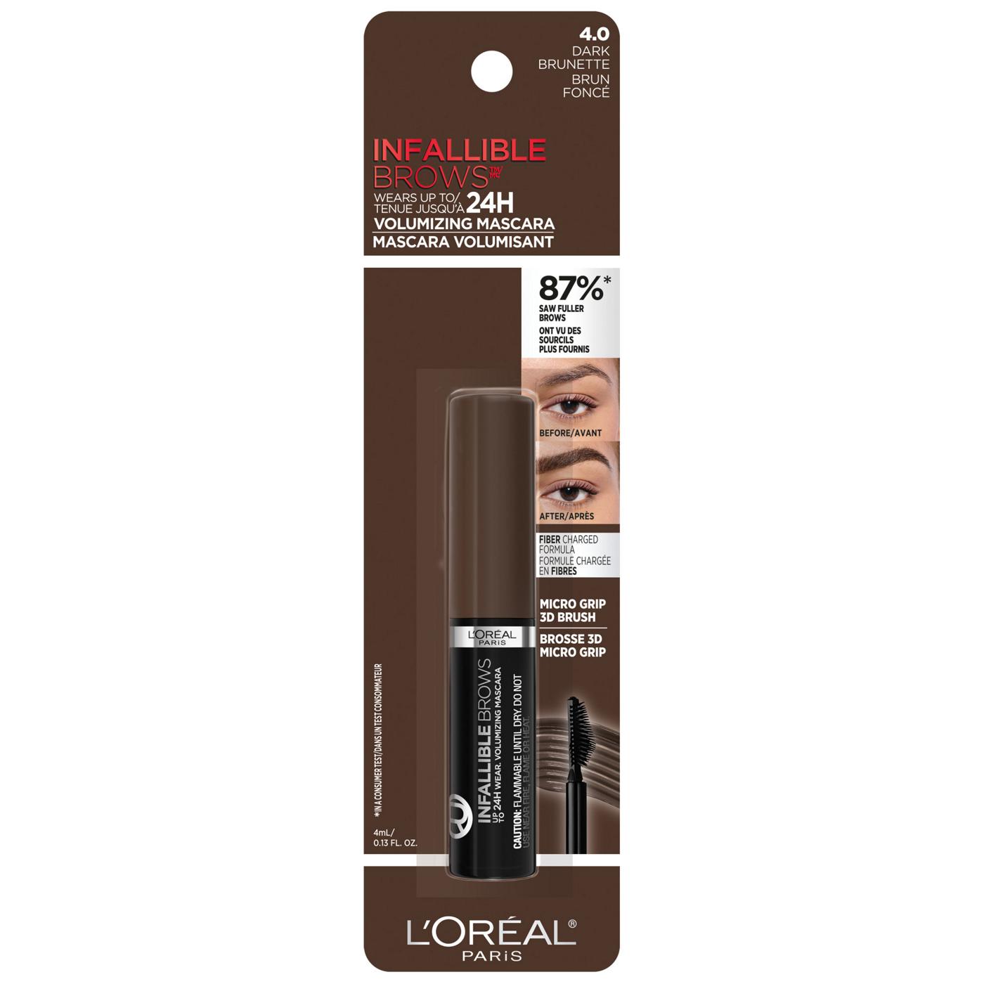 L'Oréal Paris Infallible Volumizing 24H Wear Brow Mascara - Dark ...