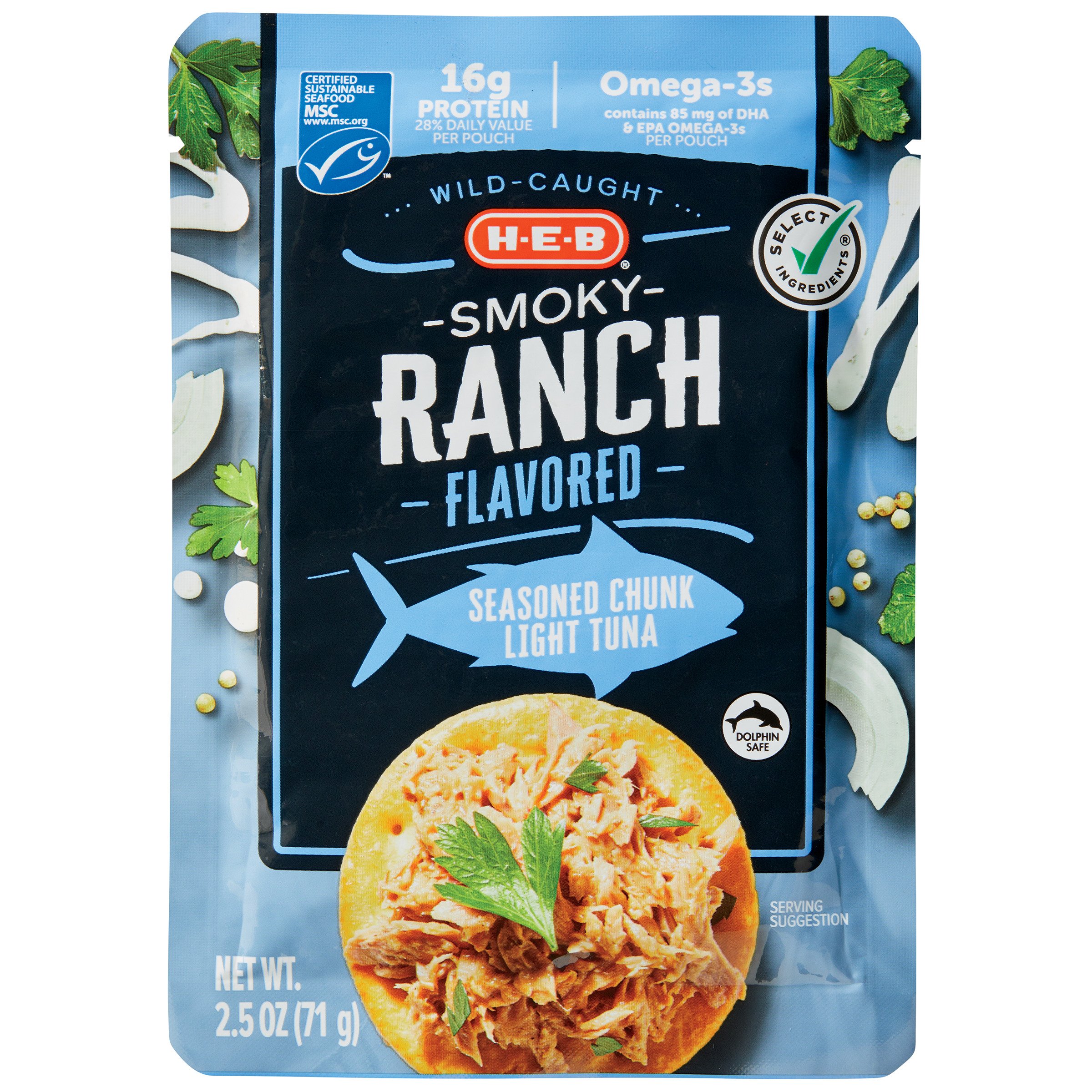 H-E-B Seasoned Wild Caught Chunk Light Tuna Pouch - Smoky Ranch - Shop ...