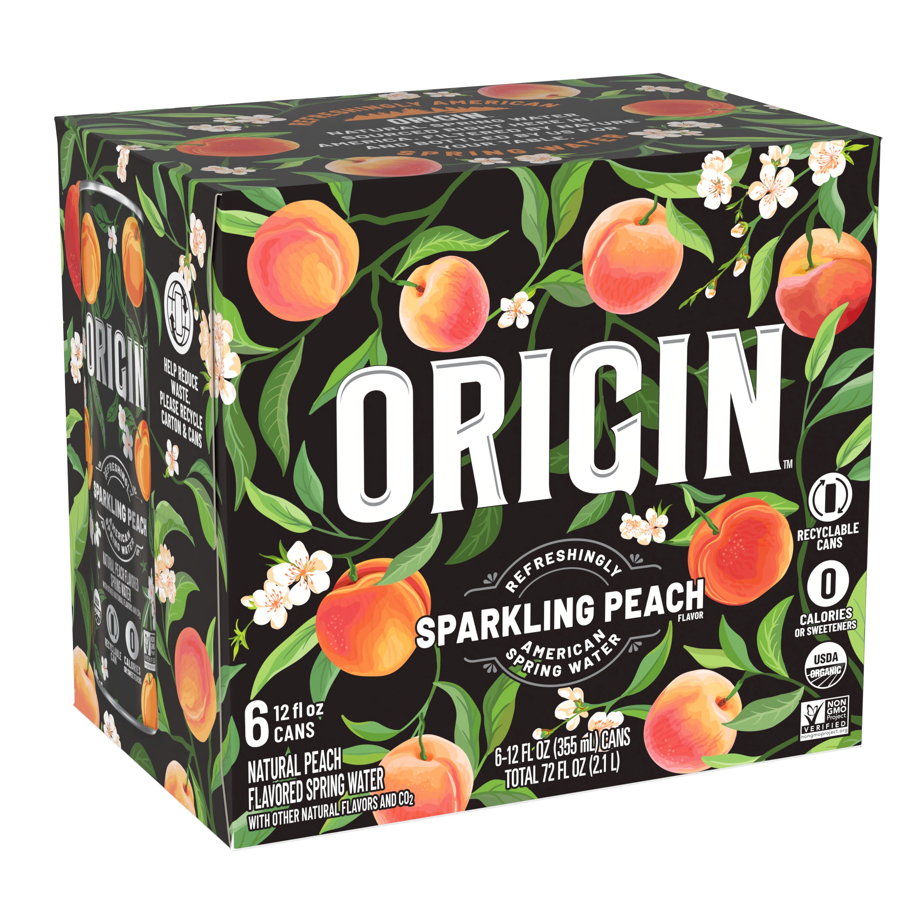 Origin Sparkling Peach Spring Water 12 oz Cans - Shop Water at H-E-B