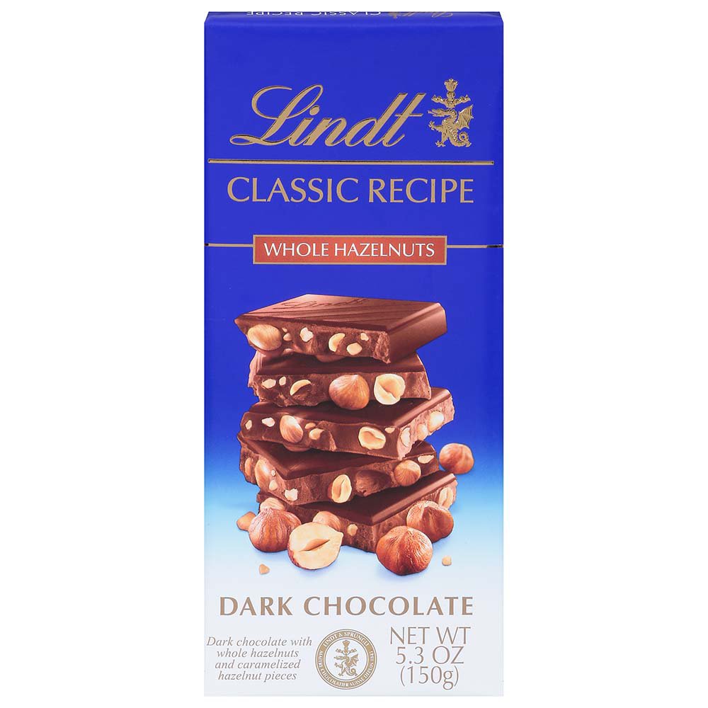 Lindt Classic Recipe Dark Chocolate Whole Hazelnut Candy Bar - Shop ...