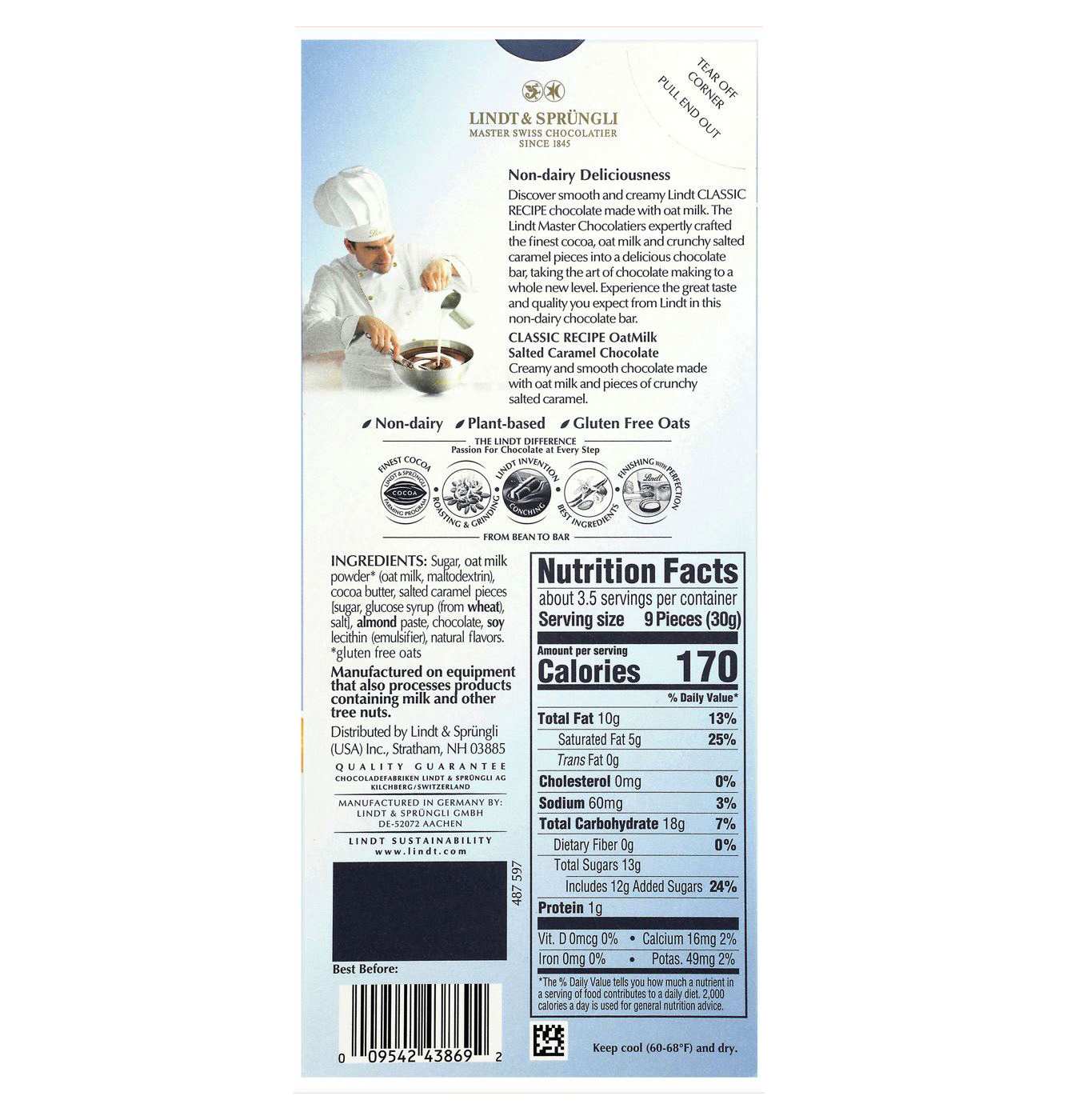 Lindt Classic Recipe Oat Milk Salted Caramel Bar - Shop Candy at H-E-B