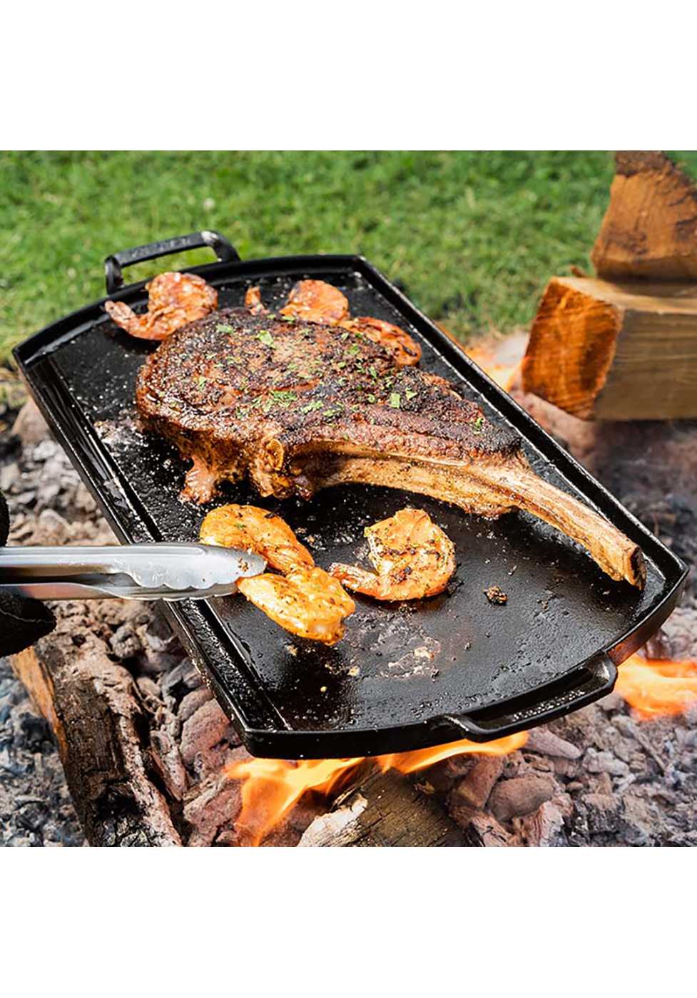 Lodge Blacklock Triple Seasoned Cast Iron Double Burner Griddle - Shop ...