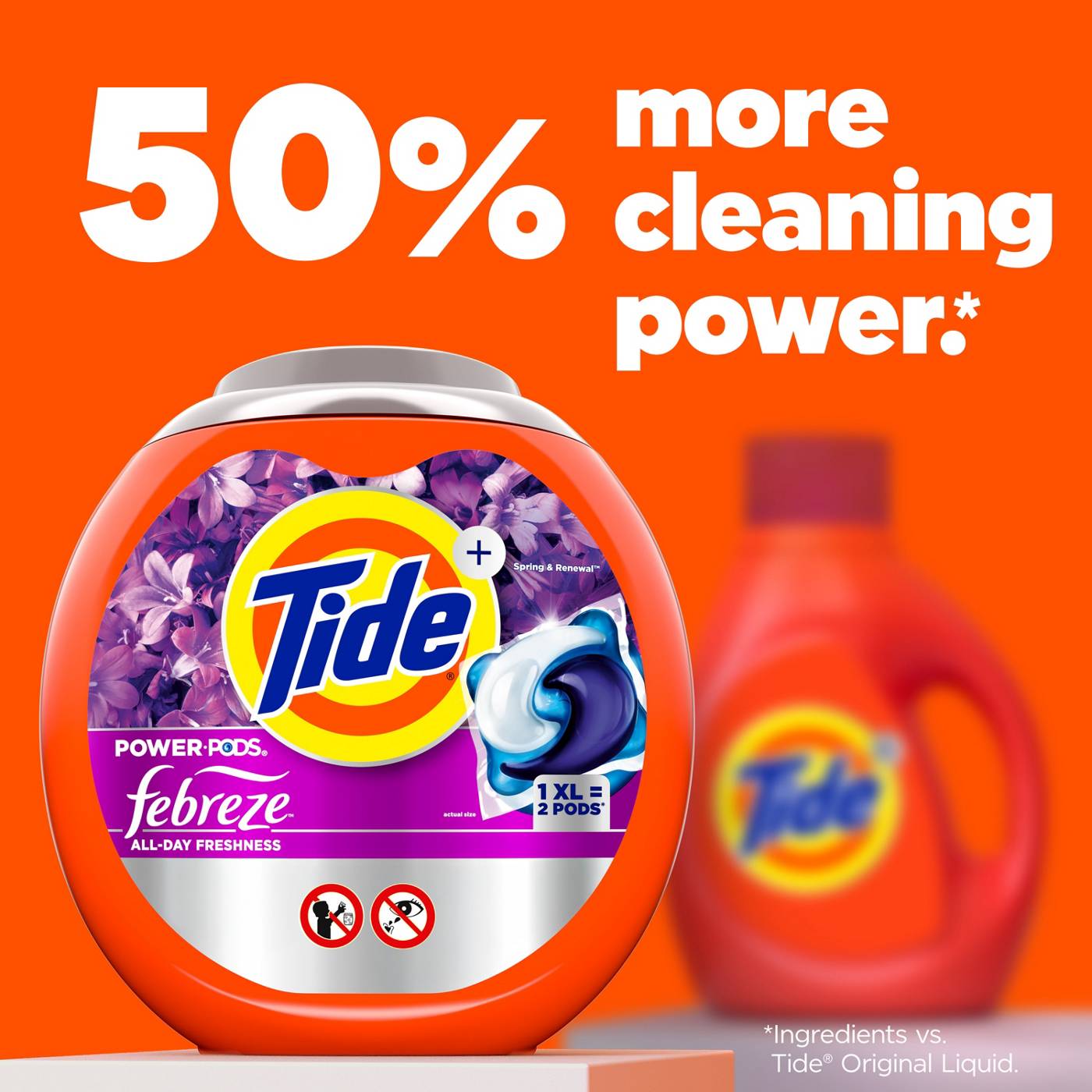 Tide Power PODS Febreze Odor Eliminator Spring & Renewal HE Laundry ...