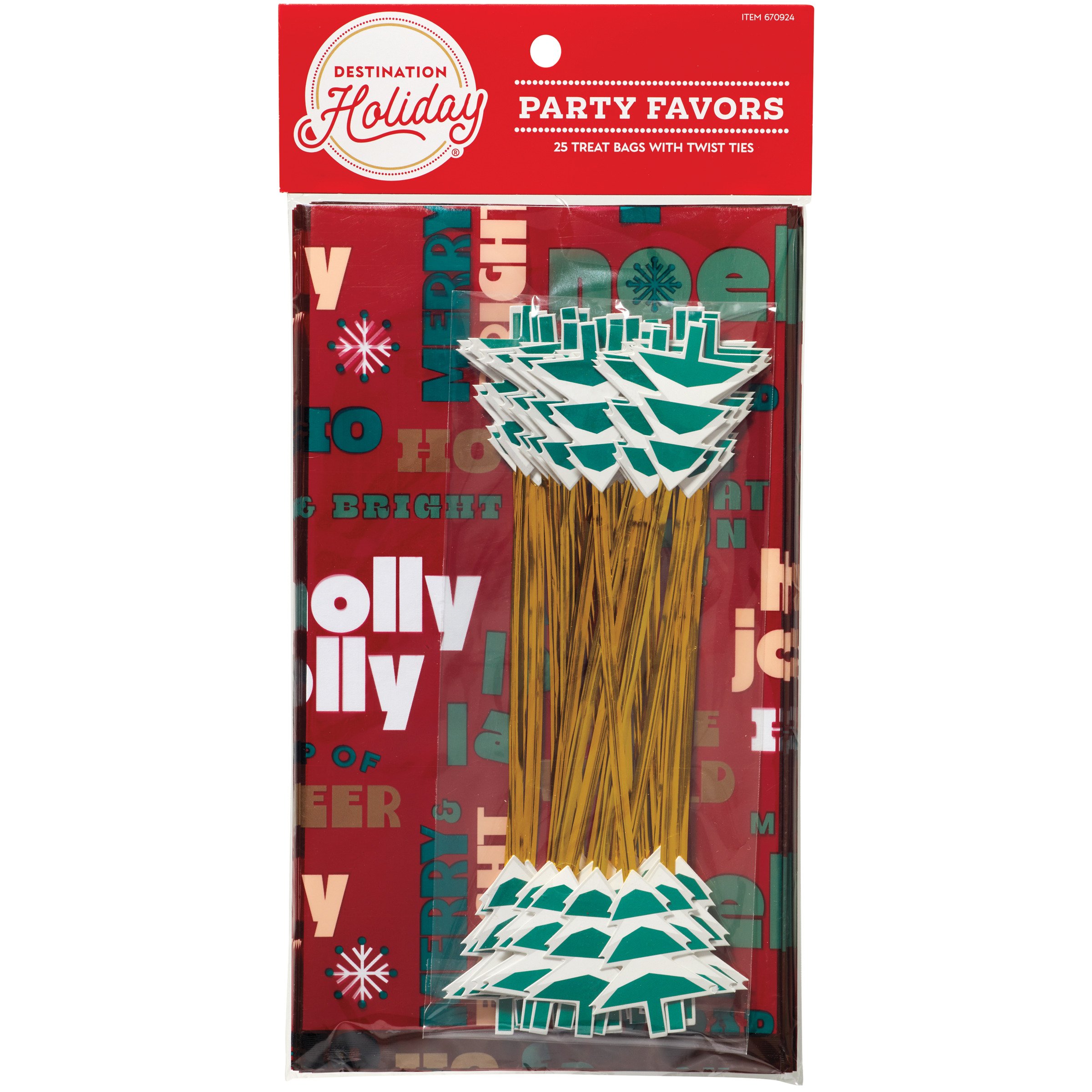 Destination Holiday Holly Jolly Treat Bags with Twist Ties - Shop Party ...