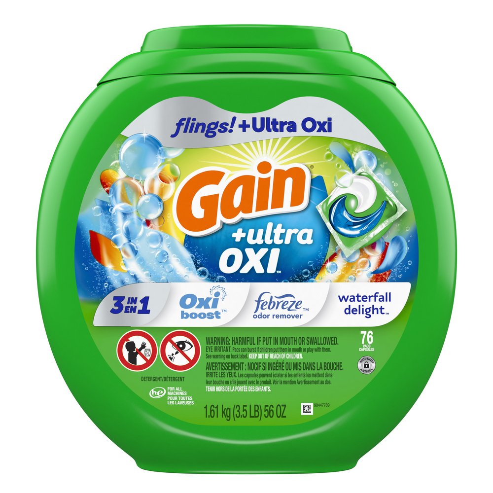 Gain Flings! Ultra Oxi Waterfall Delight HE Laundry Detergent Pacs ...