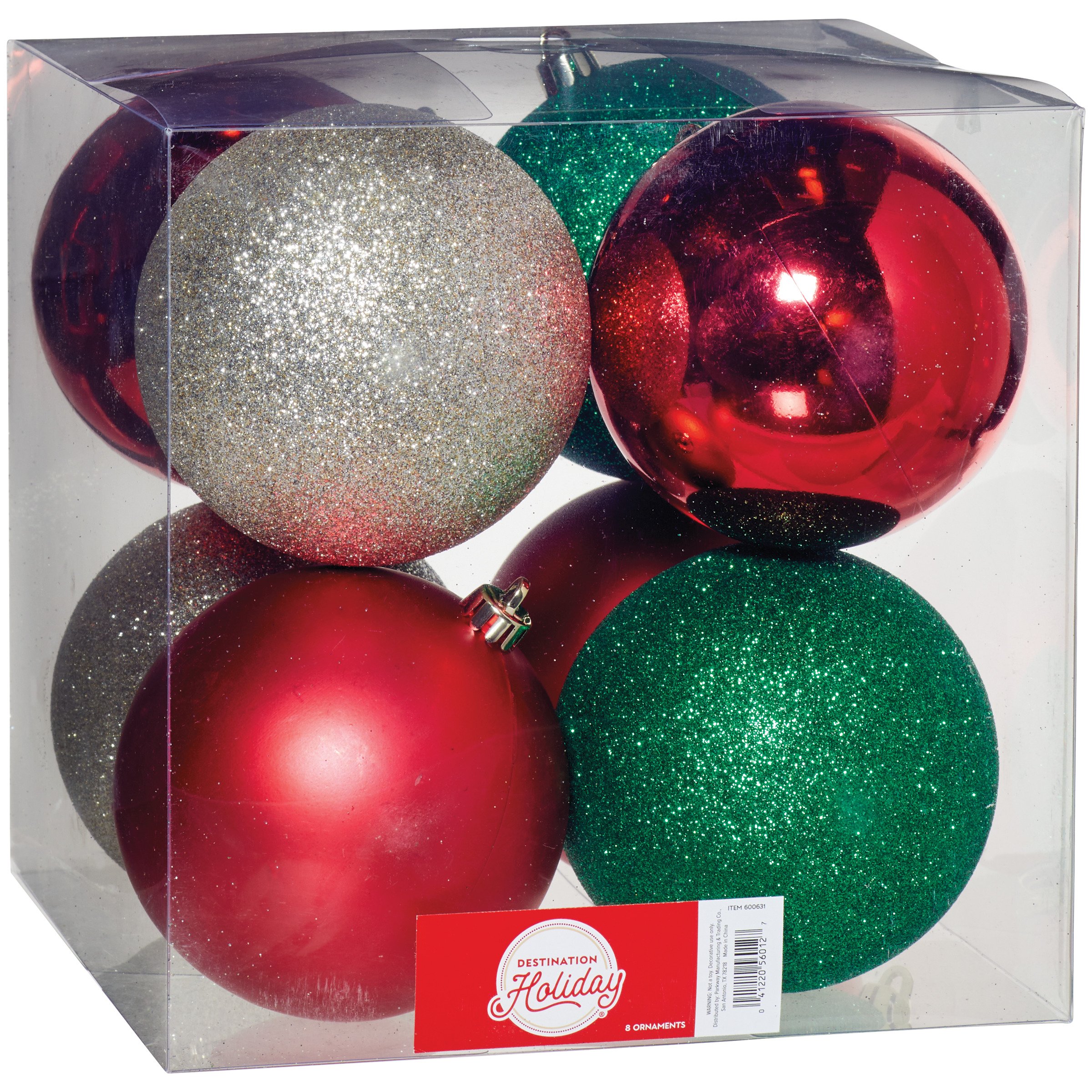 Destination Holiday Round Shatterproof Ornaments - Red Green & Gold ...