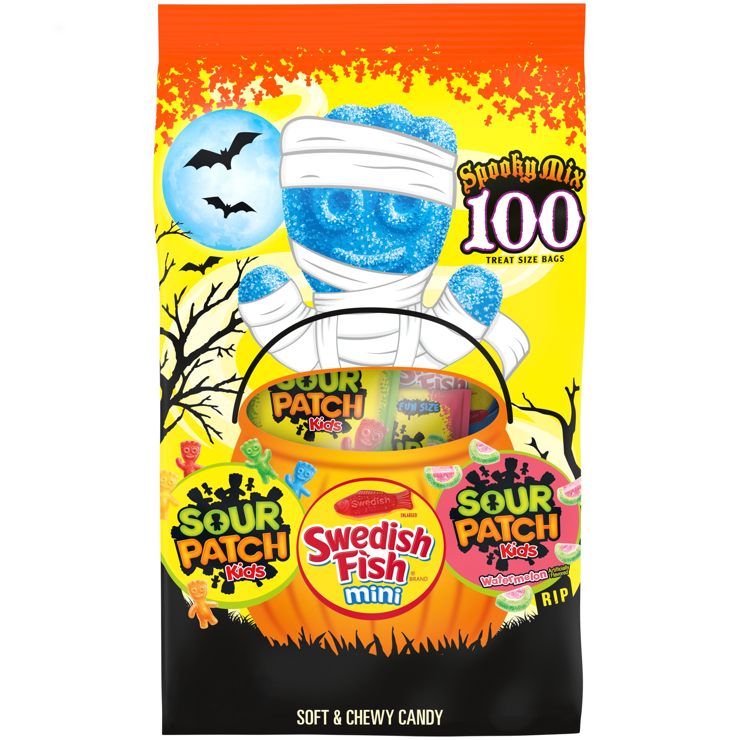 Sour Patch Kids & Swedish Fish Spooky Mix Treat Size Halloween Candy ...