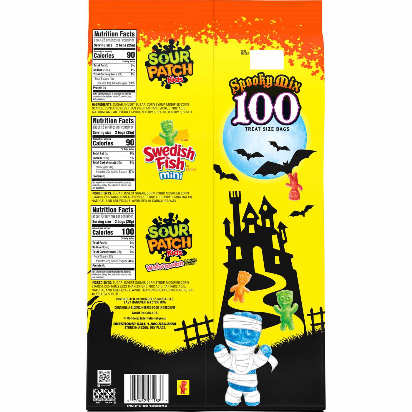 Sour Patch Kids & Swedish Fish Spooky Mix Treat Size Halloween Candy ...