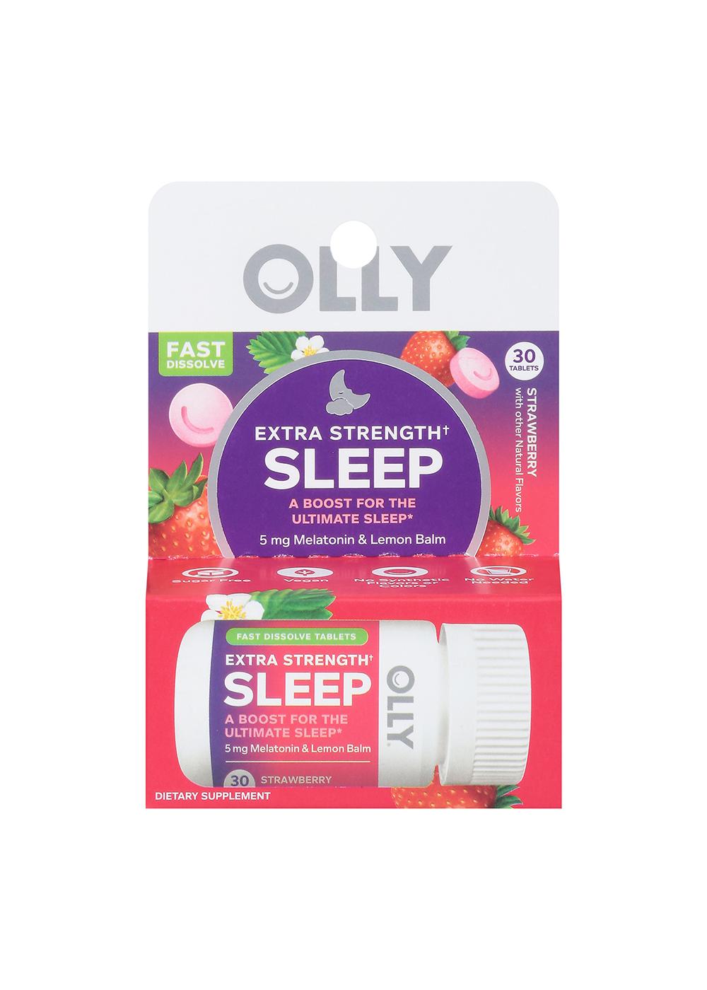 Olly Extra Strength Sleep Melatonin & Lemon Balm 5mg Tablets ...