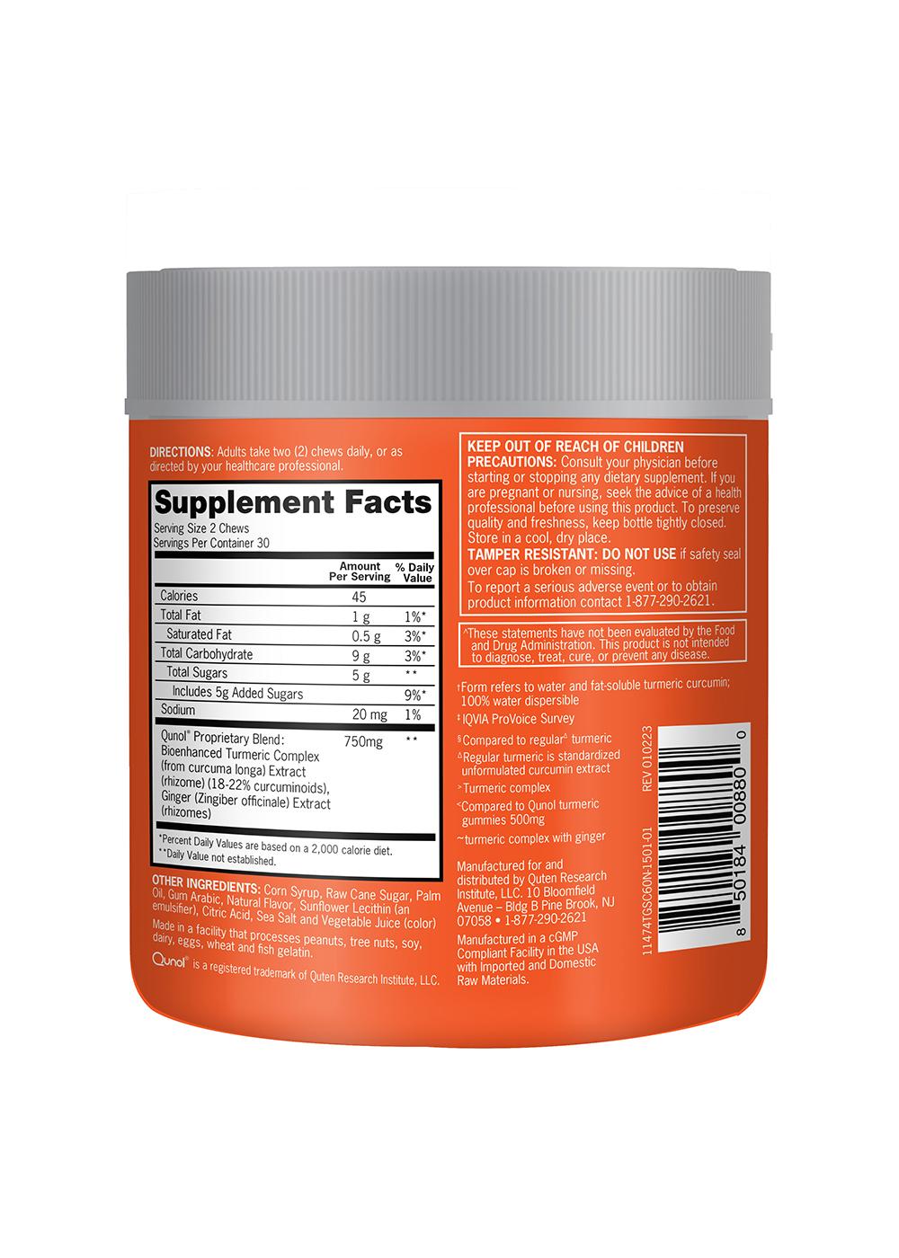 Qunol Turmeric + Ginger Soft Chews - Tropical Fruit - Shop Diet ...