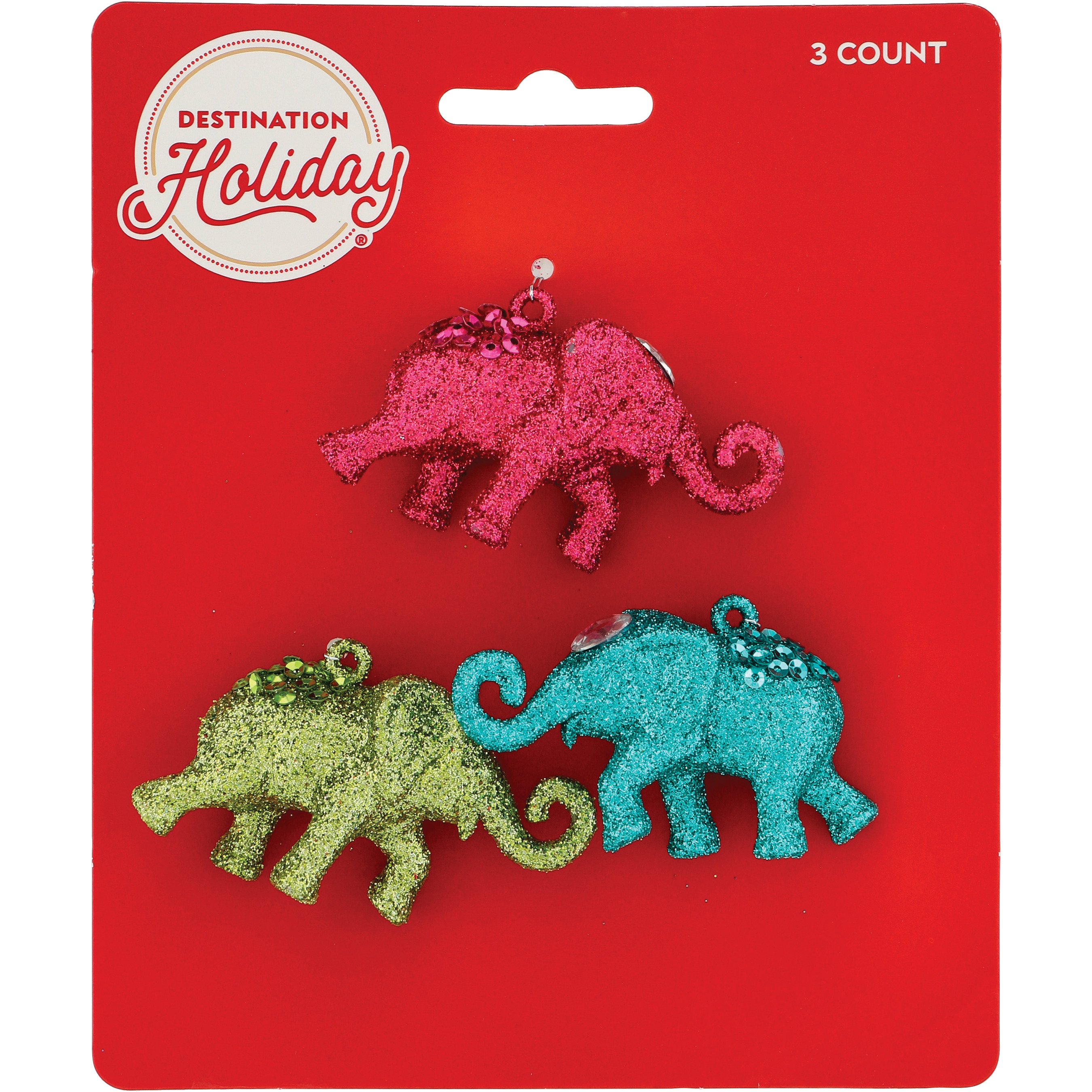 Destination Holiday Glitter Elephant Mini Ornaments - Shop Seasonal ...