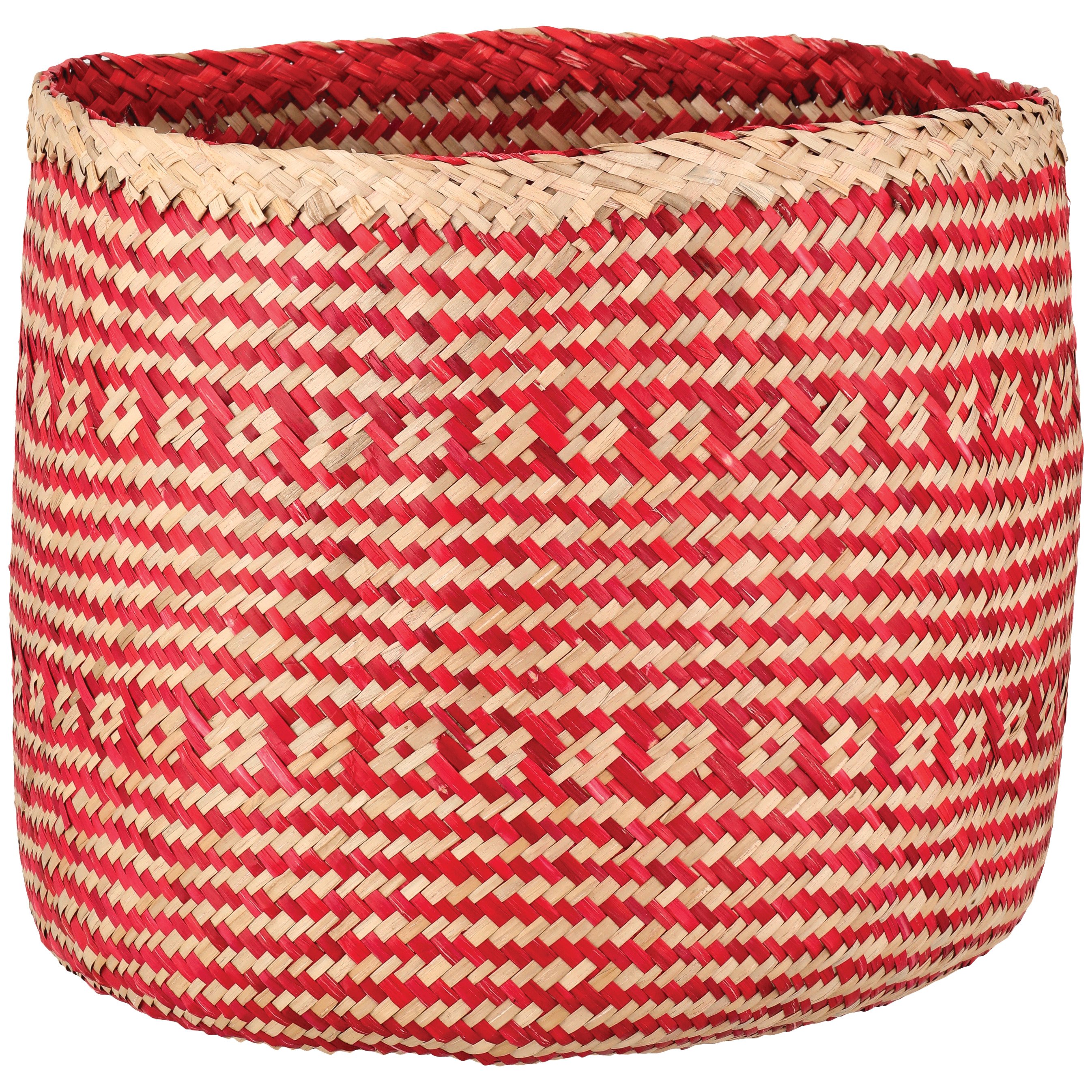 Destination Holiday Christmas Pattern Round Basket - Red & Natural ...