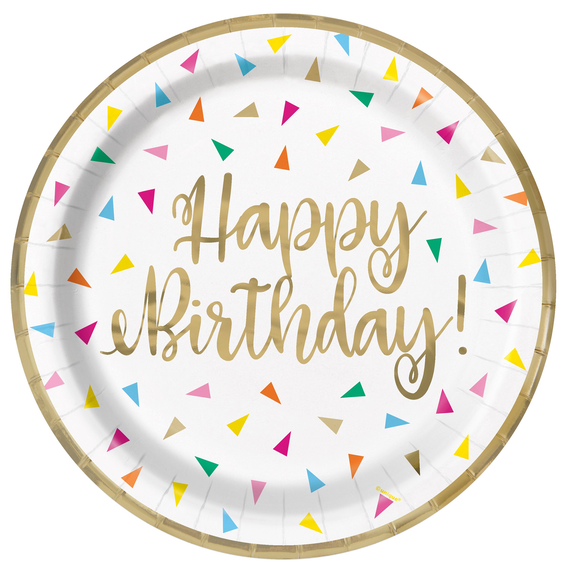 Unique Bright Triangles Happy Birthday Paper Plates, 8 ct - Shop Party ...