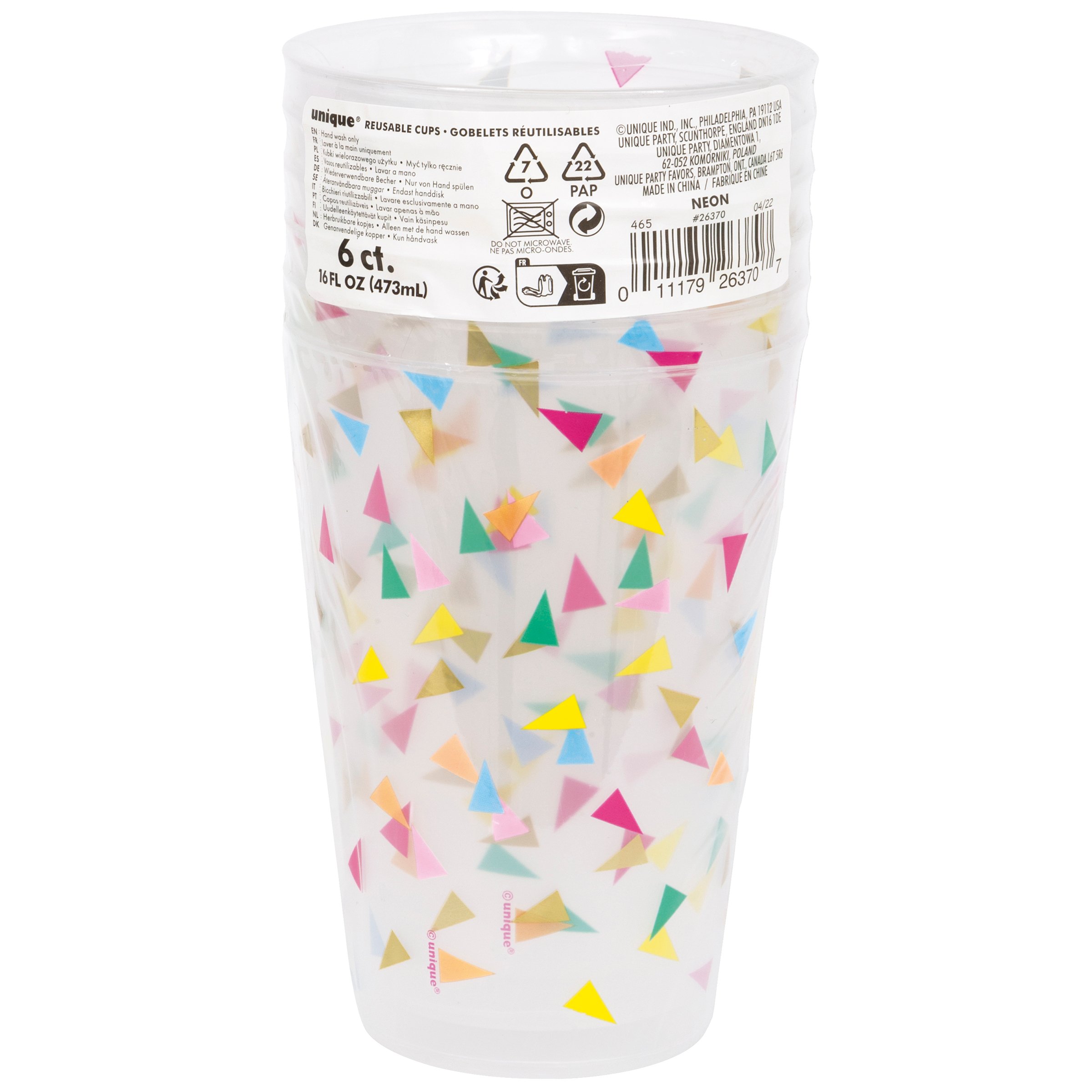Unique Bright Triangles Reusable Party Cups, 6 ct - Shop Party decor at ...