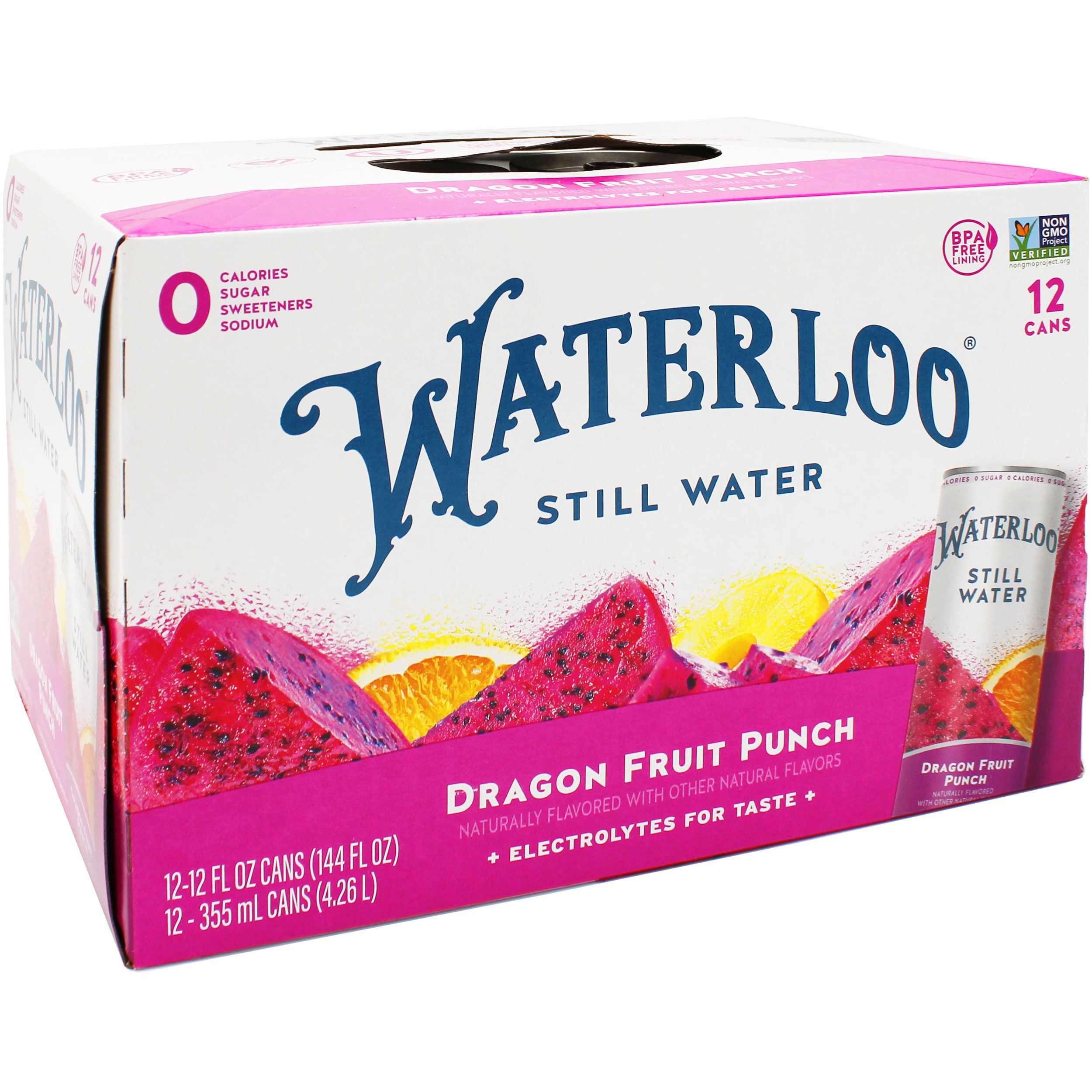 Waterloo Dragon Fruit Punch Purified Still Water 12 oz Cans, 12 pk ...