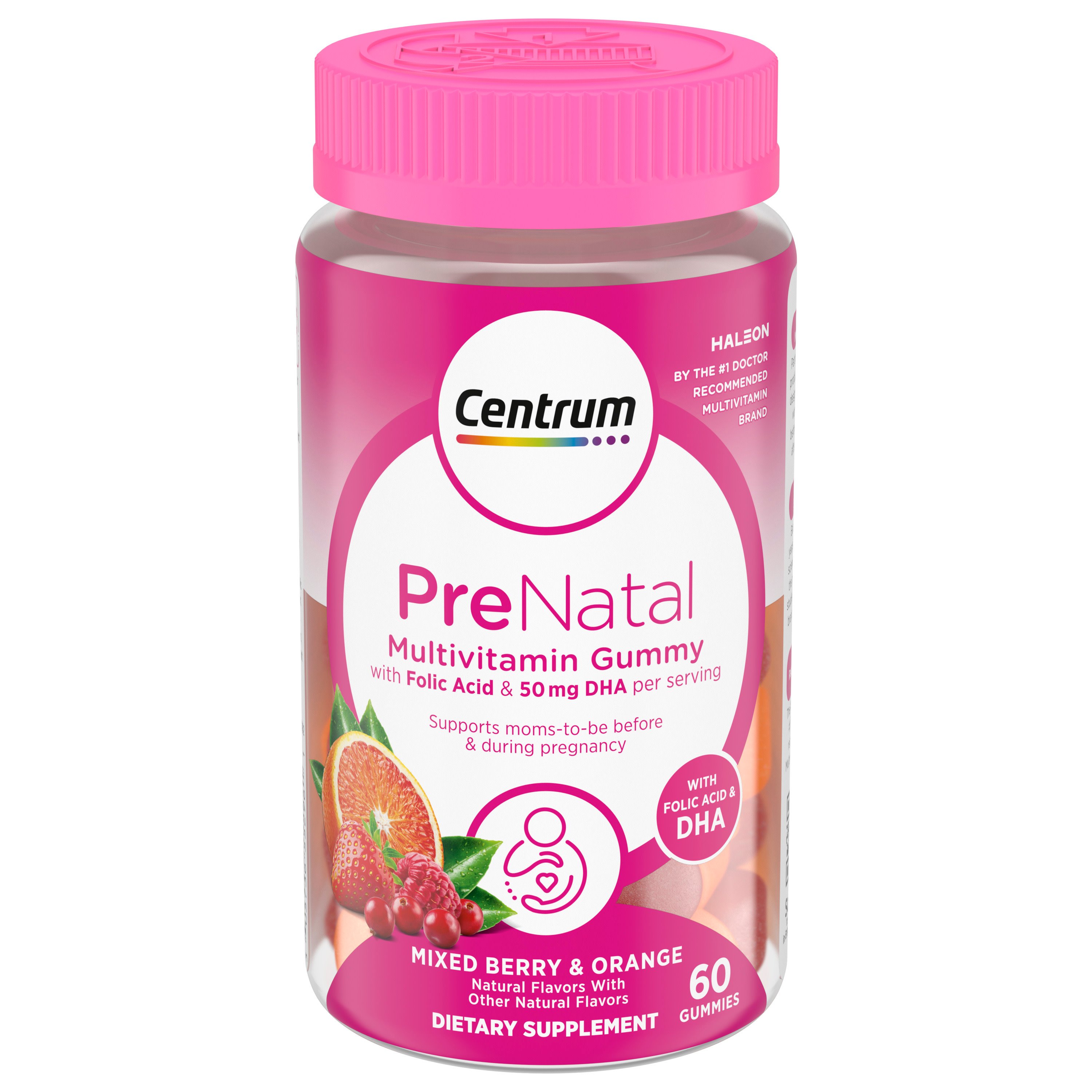 Centrum Prenatal Multivitamin Gummies with DHA and Folic Acid, Mixed ...