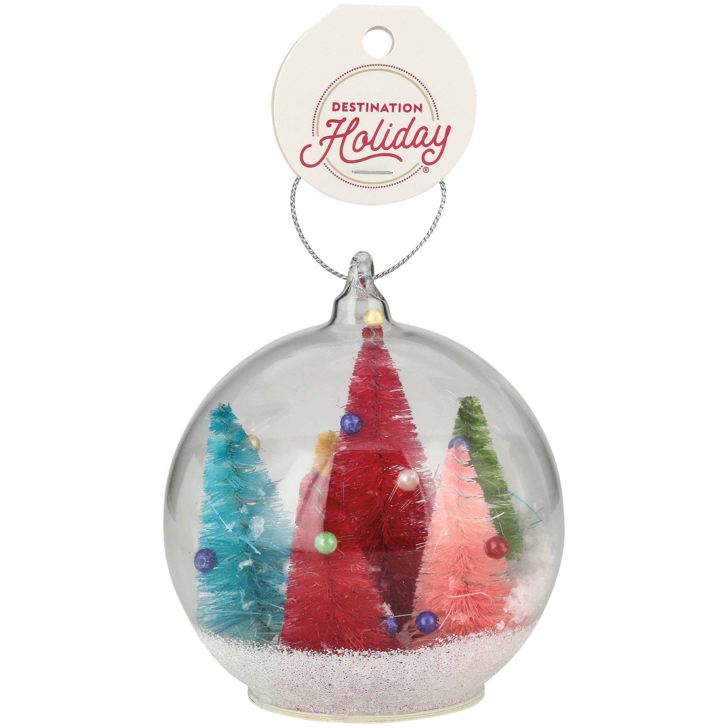 Destination Holiday Colorful Trees Snow Globe Ornament - Shop Seasonal ...