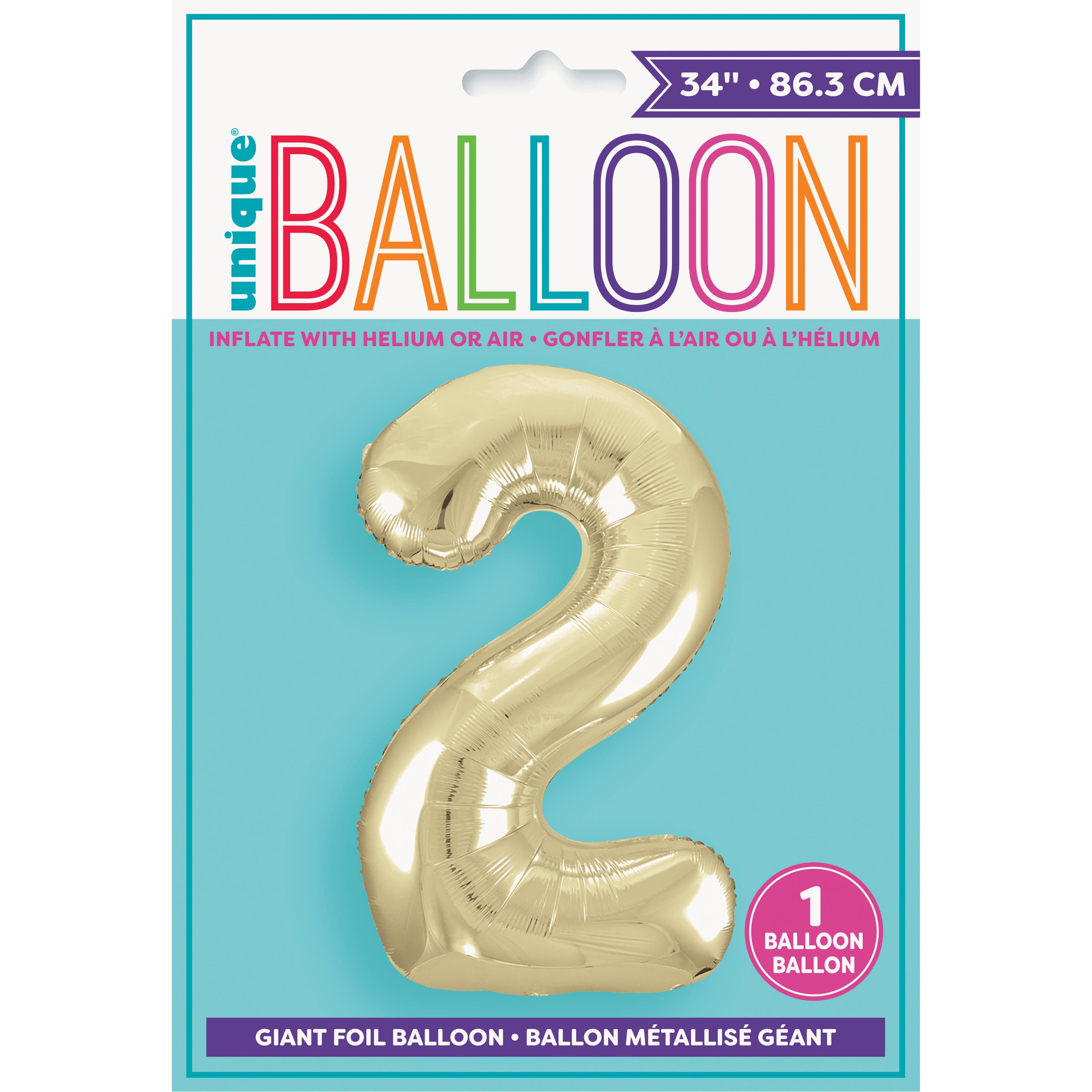unique Number 2 Giant Foil Balloon - Gold - Shop Party decor at H-E-B
