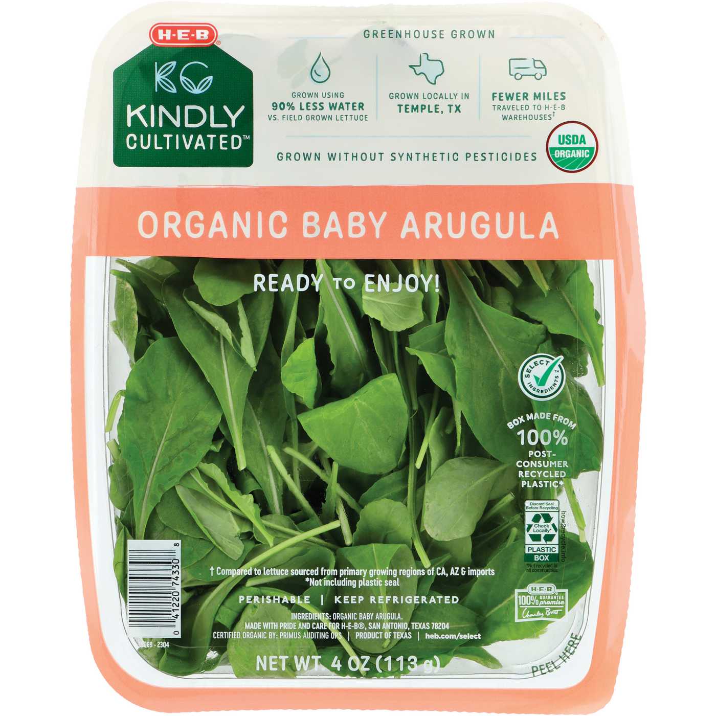 H-E-B Kindly Cultivated Fresh Organic Baby Arugula - Shop Lettuce ...