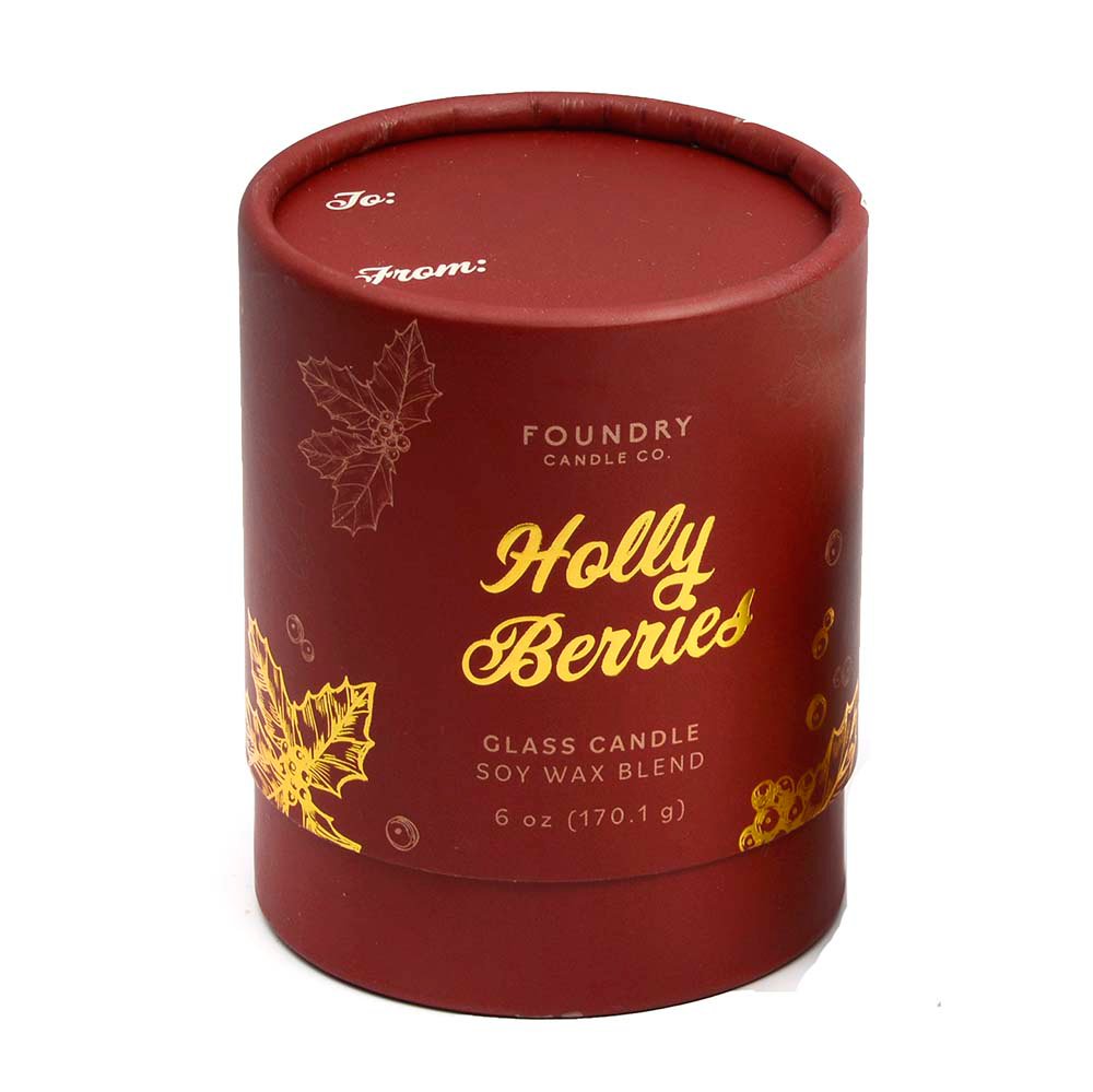 Foundry Candle Co Holly Berries Scented Soy Glass Candle Shop