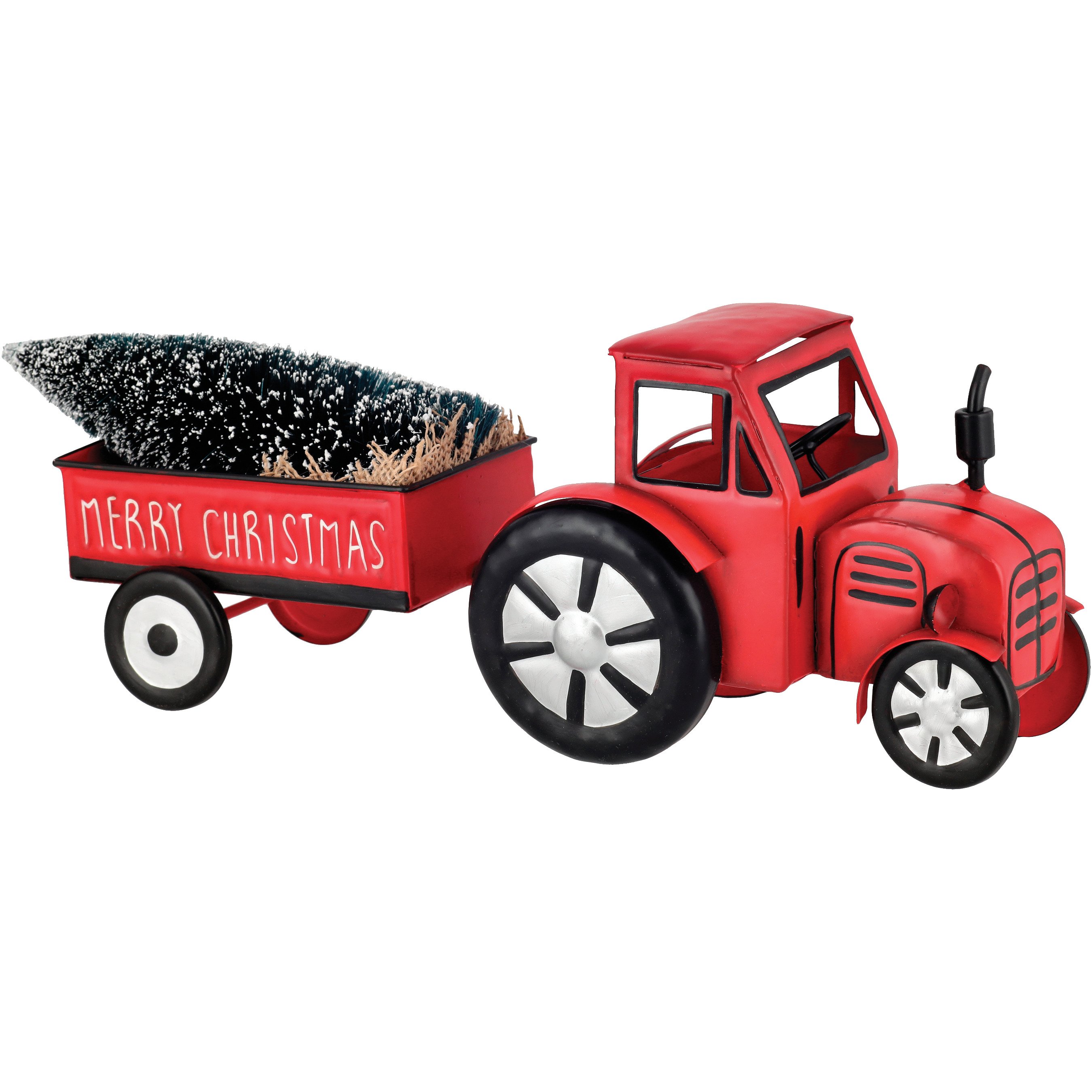 Destination Holiday Red Metal Tractor with Tree - Shop Seasonal decor ...