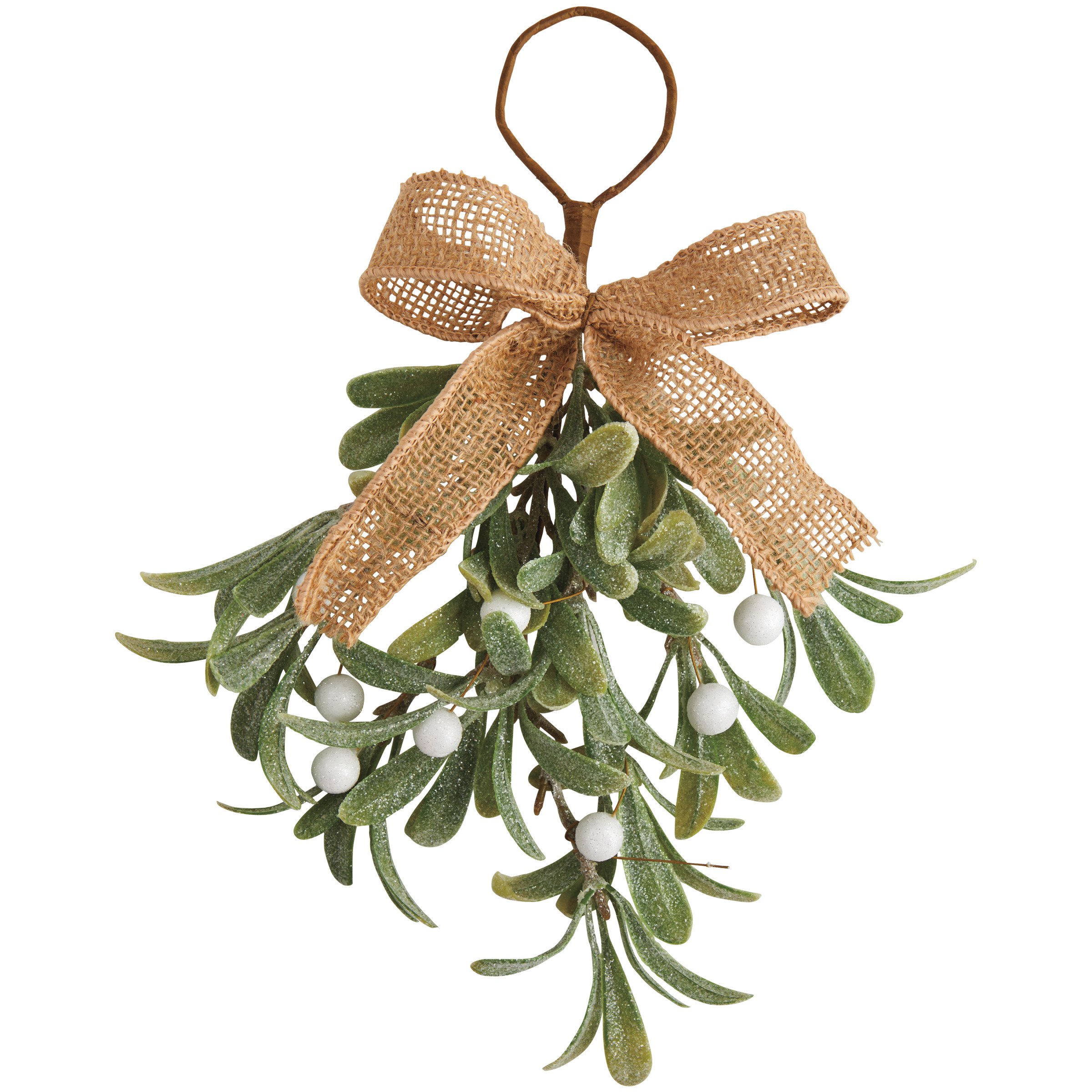Destination Holiday Burlap Ribbon Faux Christmas Mistletoe - Shop ...
