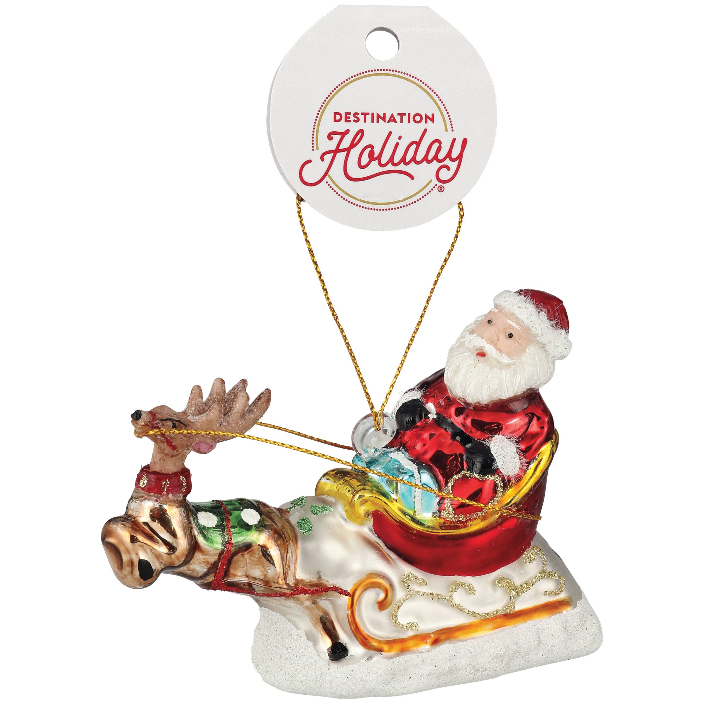 Destination Holiday Santa Sleigh Glass Ornament - Shop Seasonal decor ...