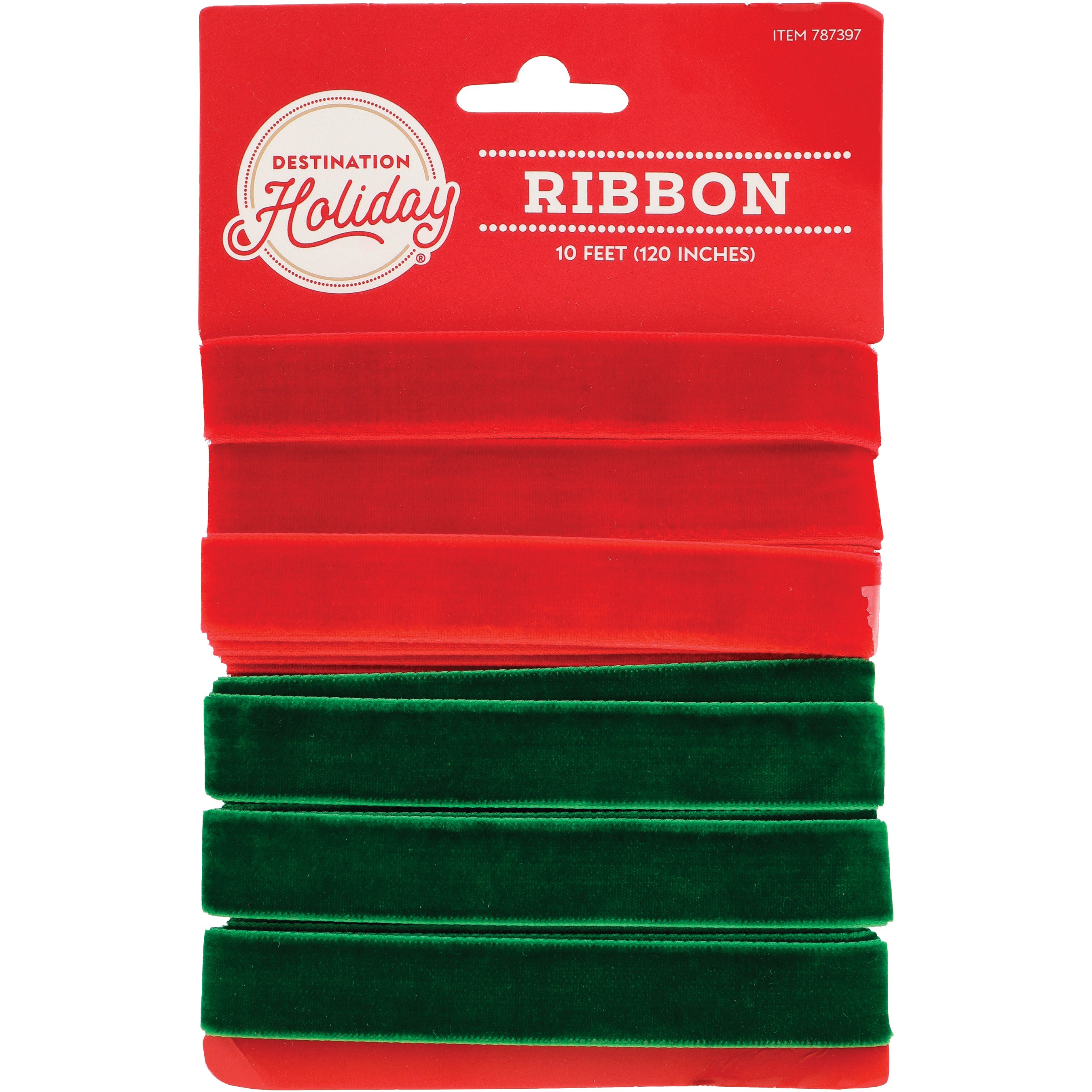 Destination Holiday Velvet Christmas Ribbon - Red & Green - Shop Gift ...