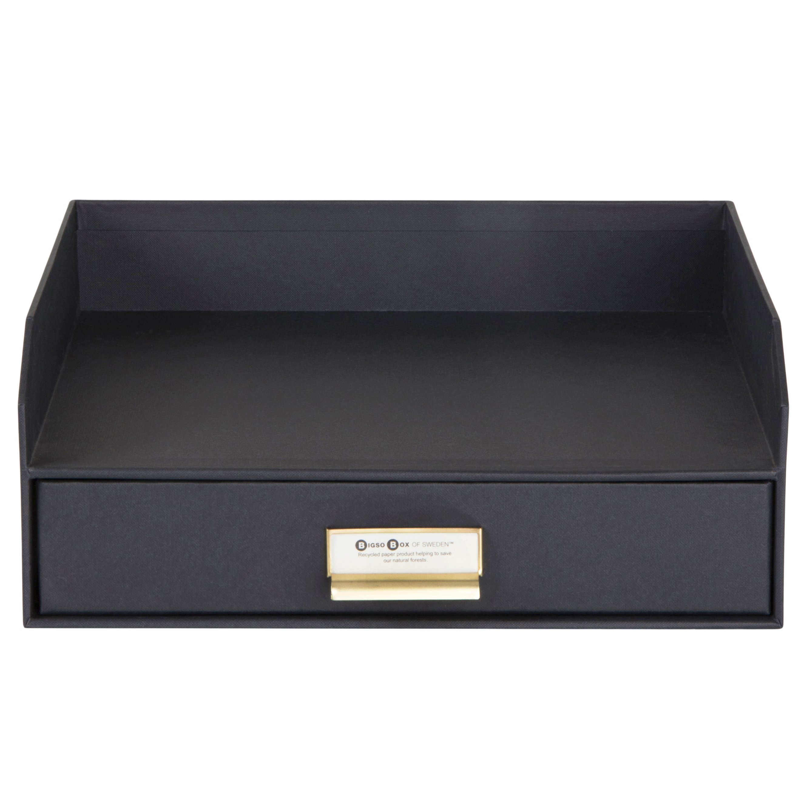Bigso Box Of Sweden Walter Desktop Letter Organizer with Drawer - Black ...