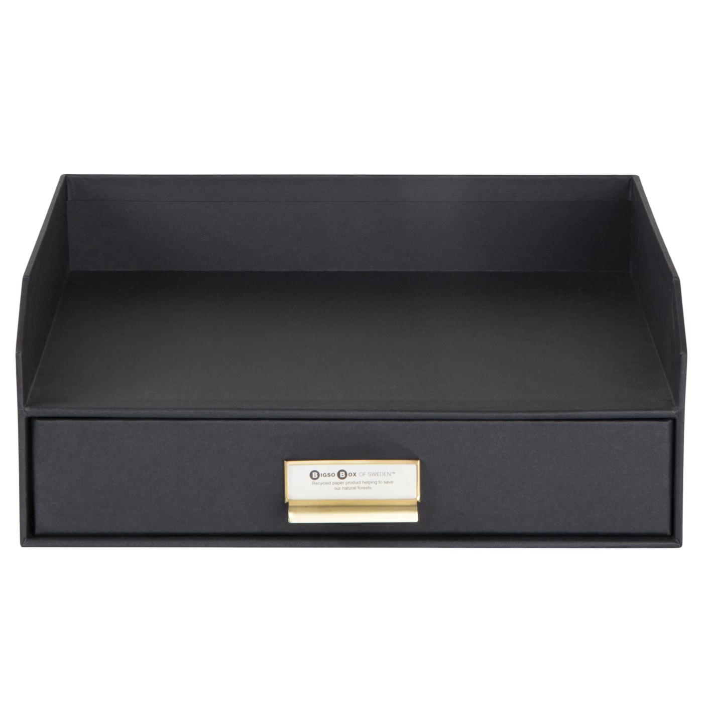 Bigso Box Of Sweden Walter Desktop Letter Organizer with Drawer - Black ...