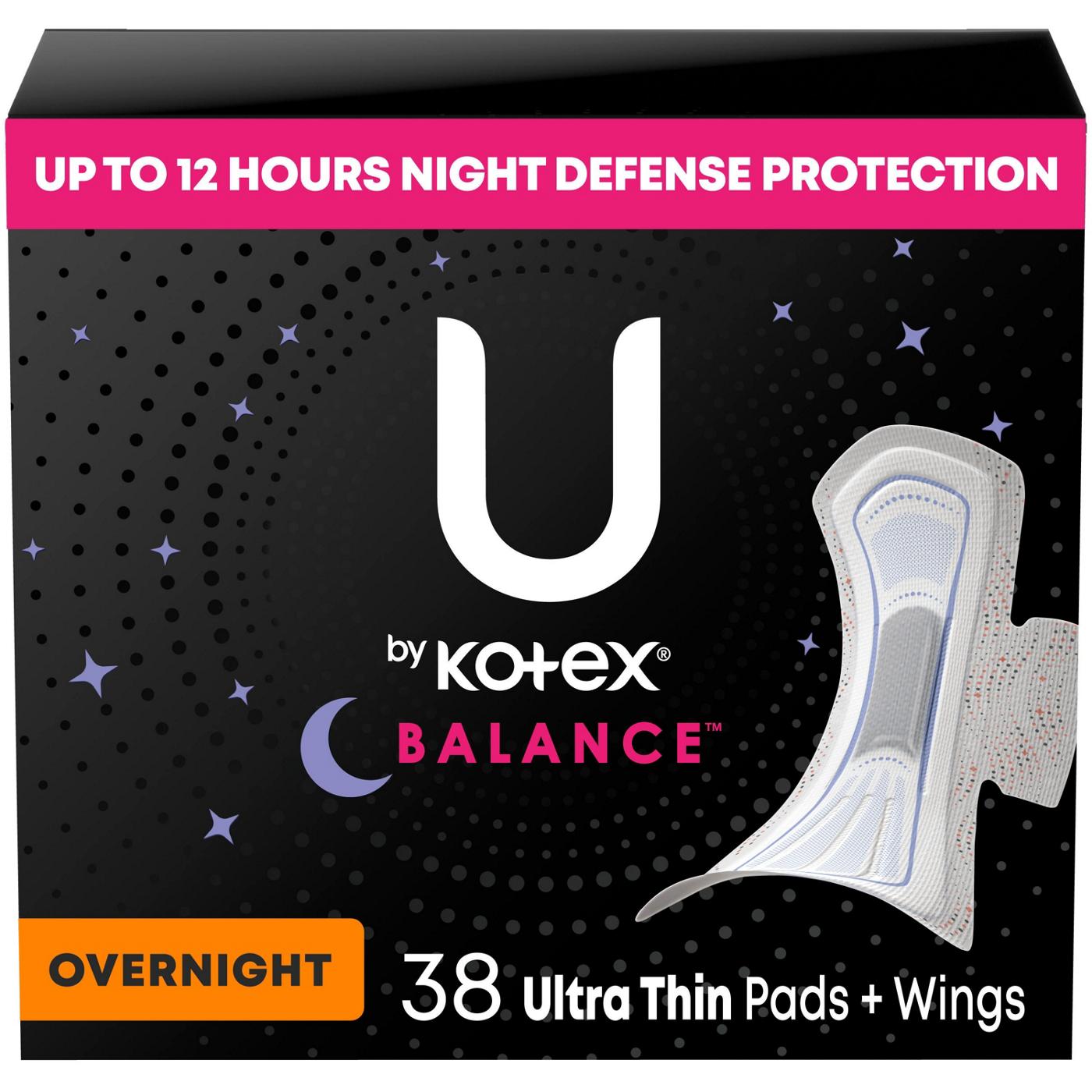 U by Kotex Balance Ultra Thin Overnight Pads with Wings - Shop Pads ...