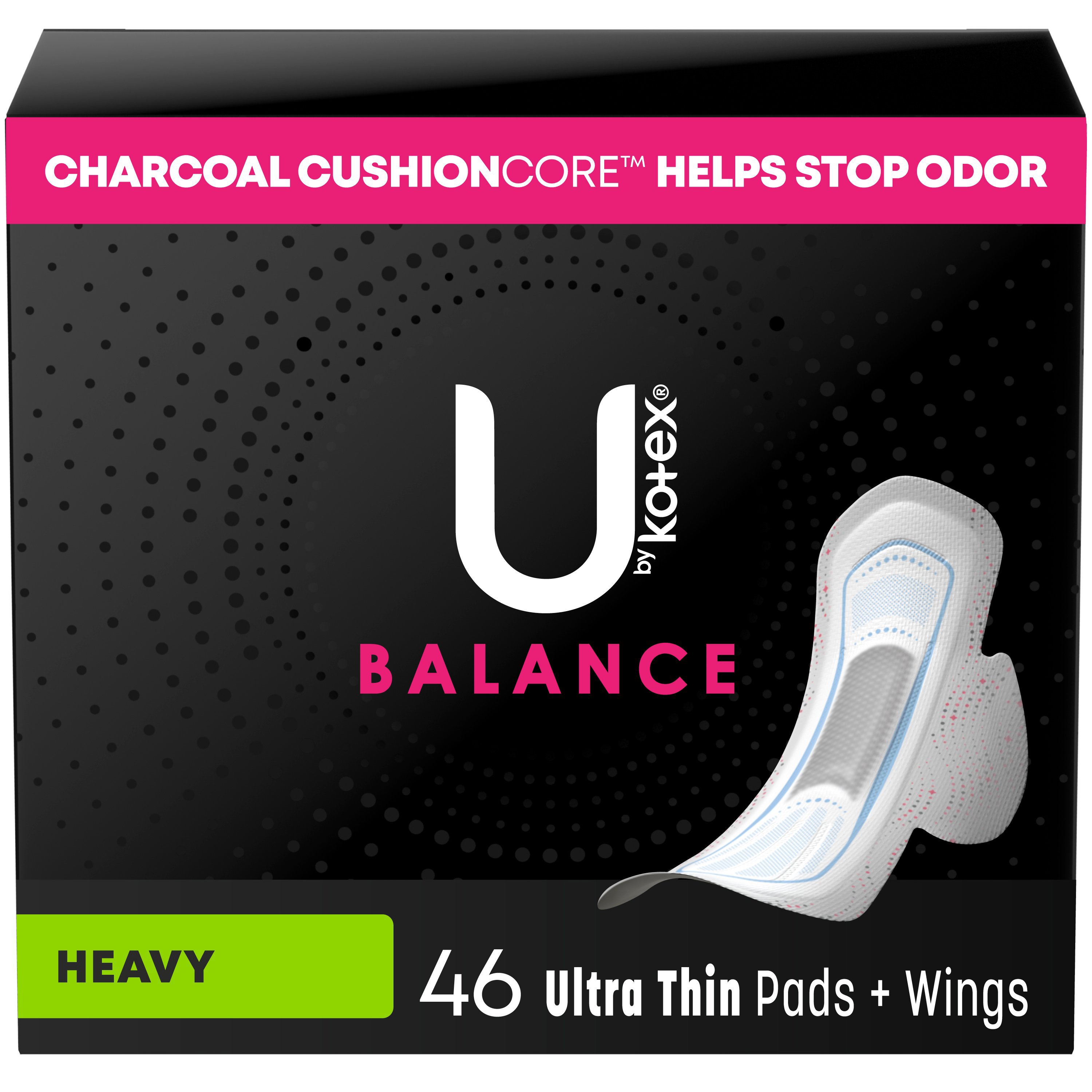 U by Kotex Balance Ultra Thin Pads with Wings Heavy Absorbency Shop Pads liners at H E B
