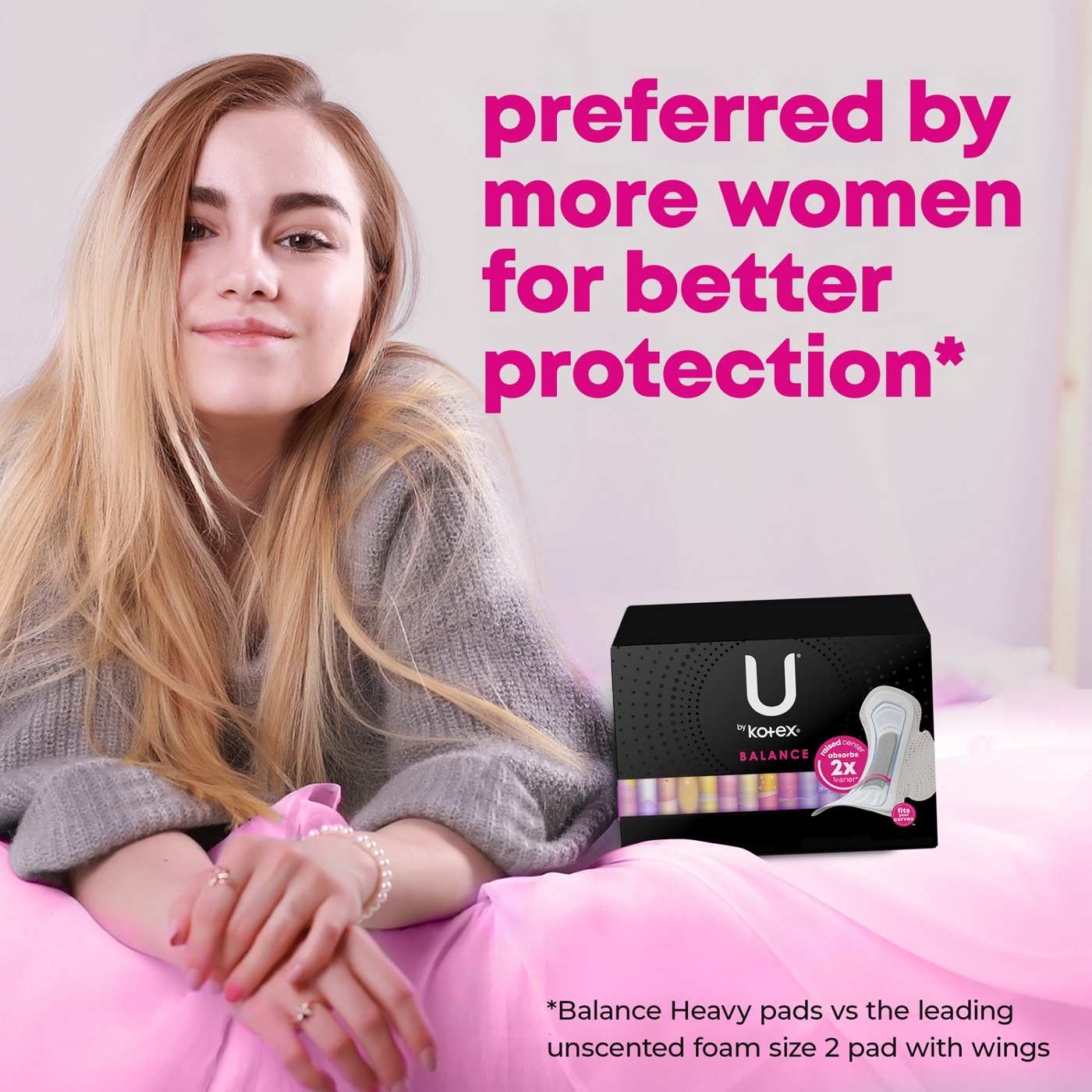 U by Kotex Balance Ultra Thin Pads with Wings - Regular Absorbency ...