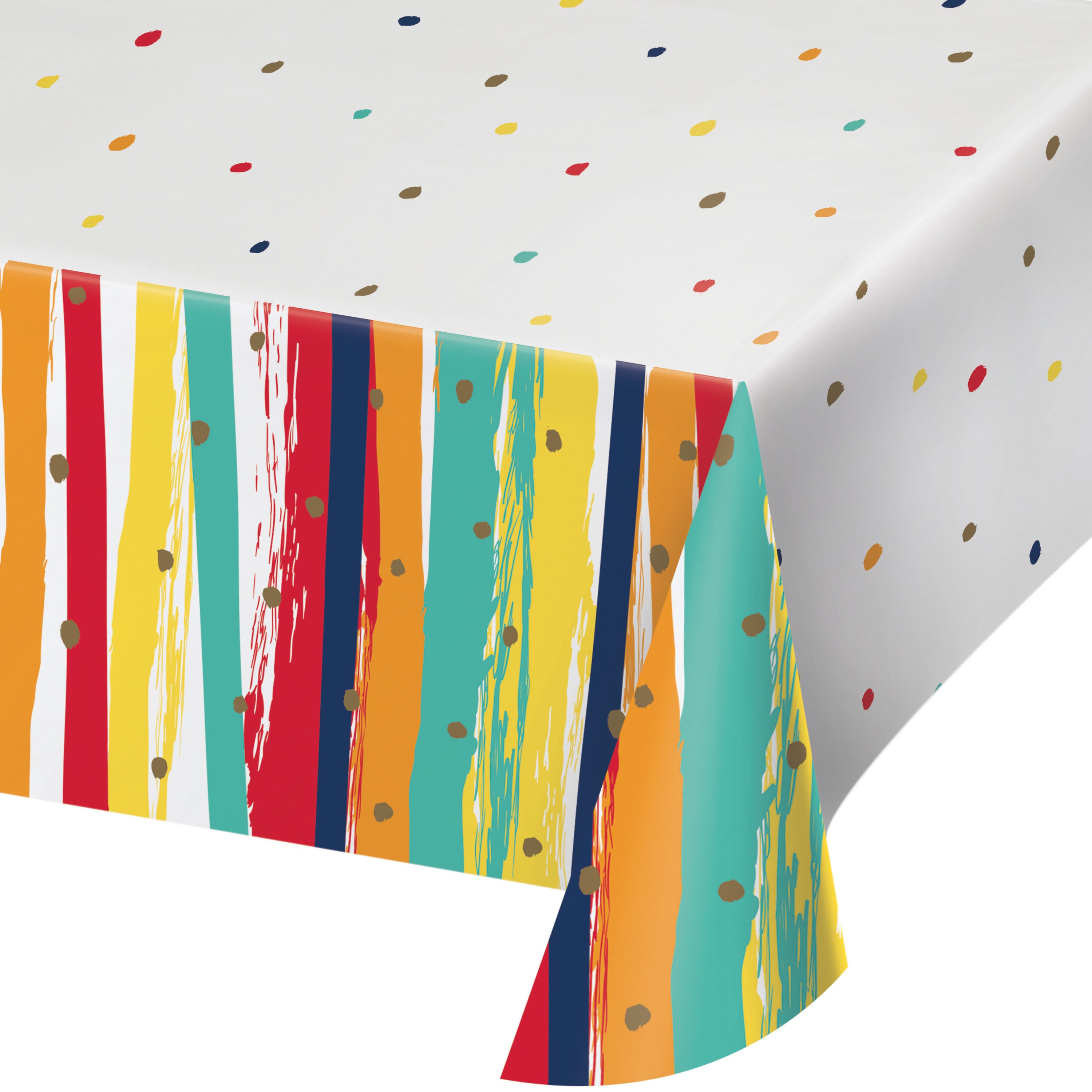 Creative Converting Birthday Stripes Disposable Tablecover - Shop ...