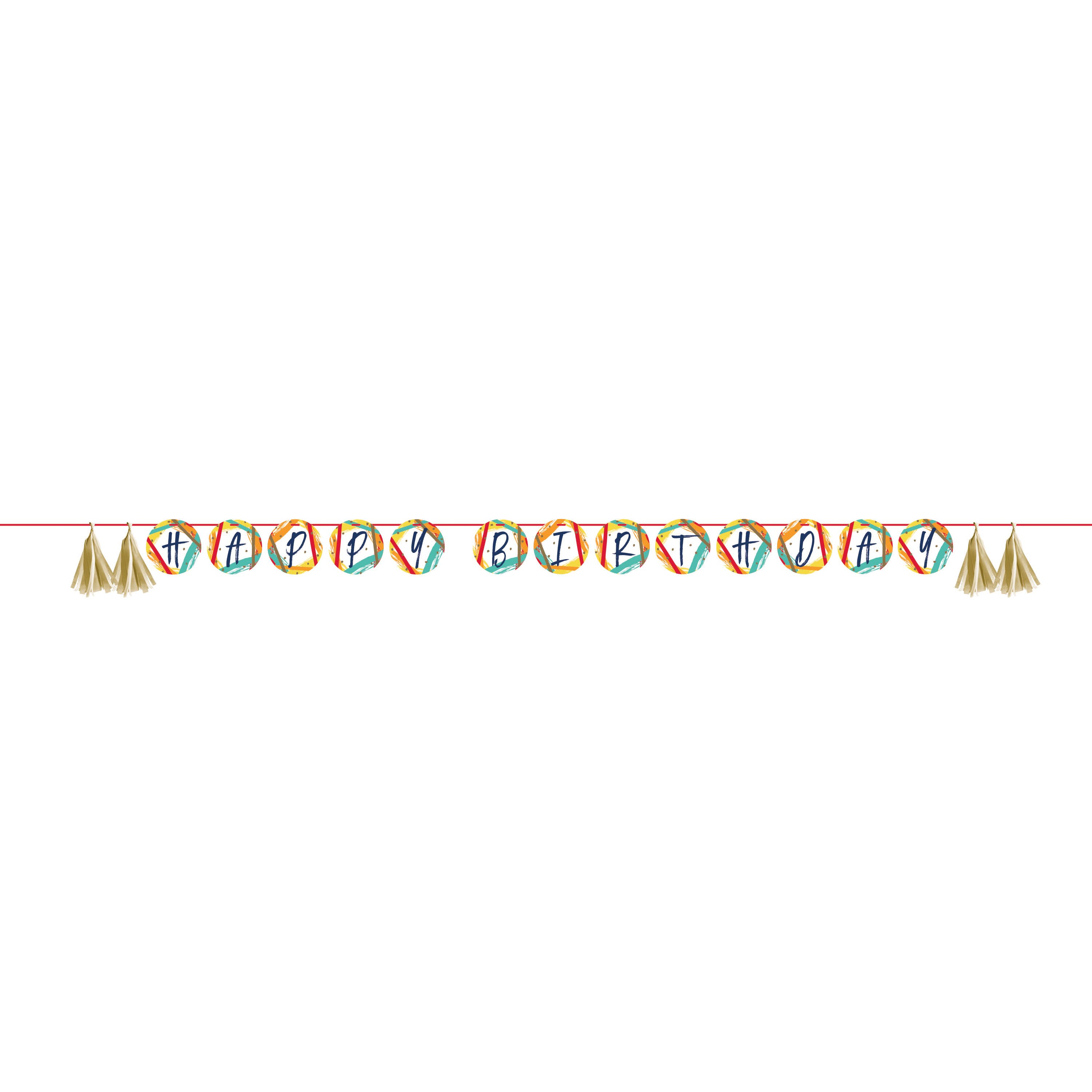 Creative Converting Happy Birthday Stripes Banner with Tassels - Shop ...