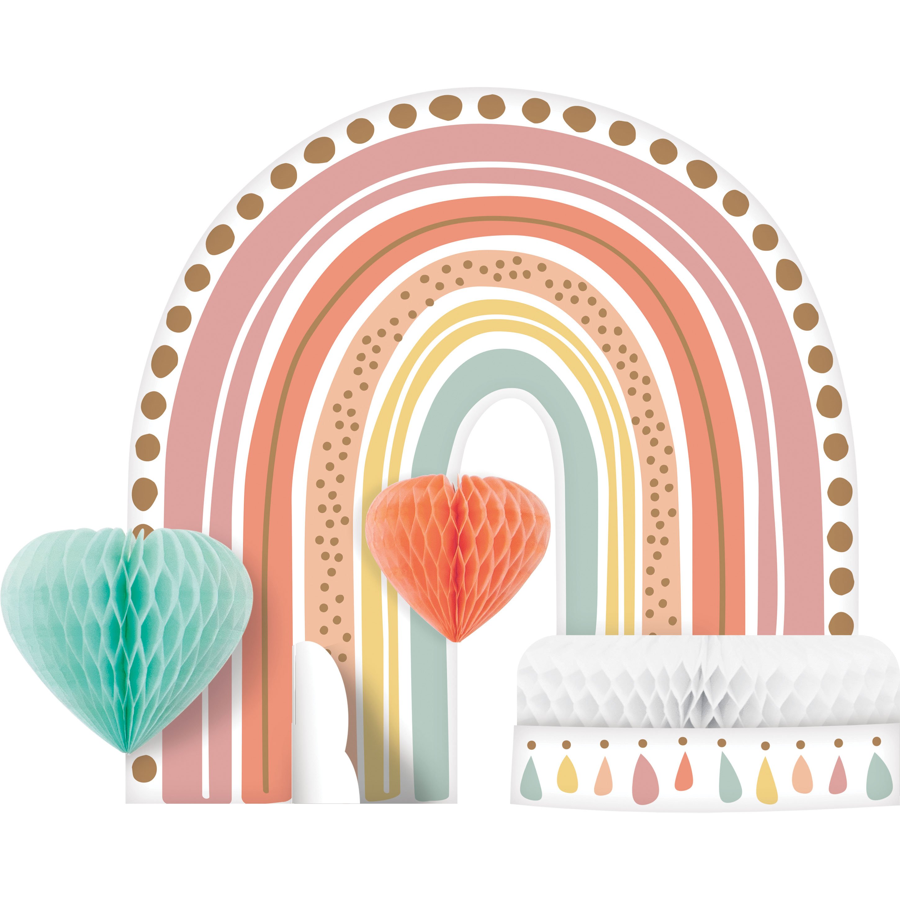 Creative Converting Boho Rainbow Theme 1st Birthday Honeycomb ...