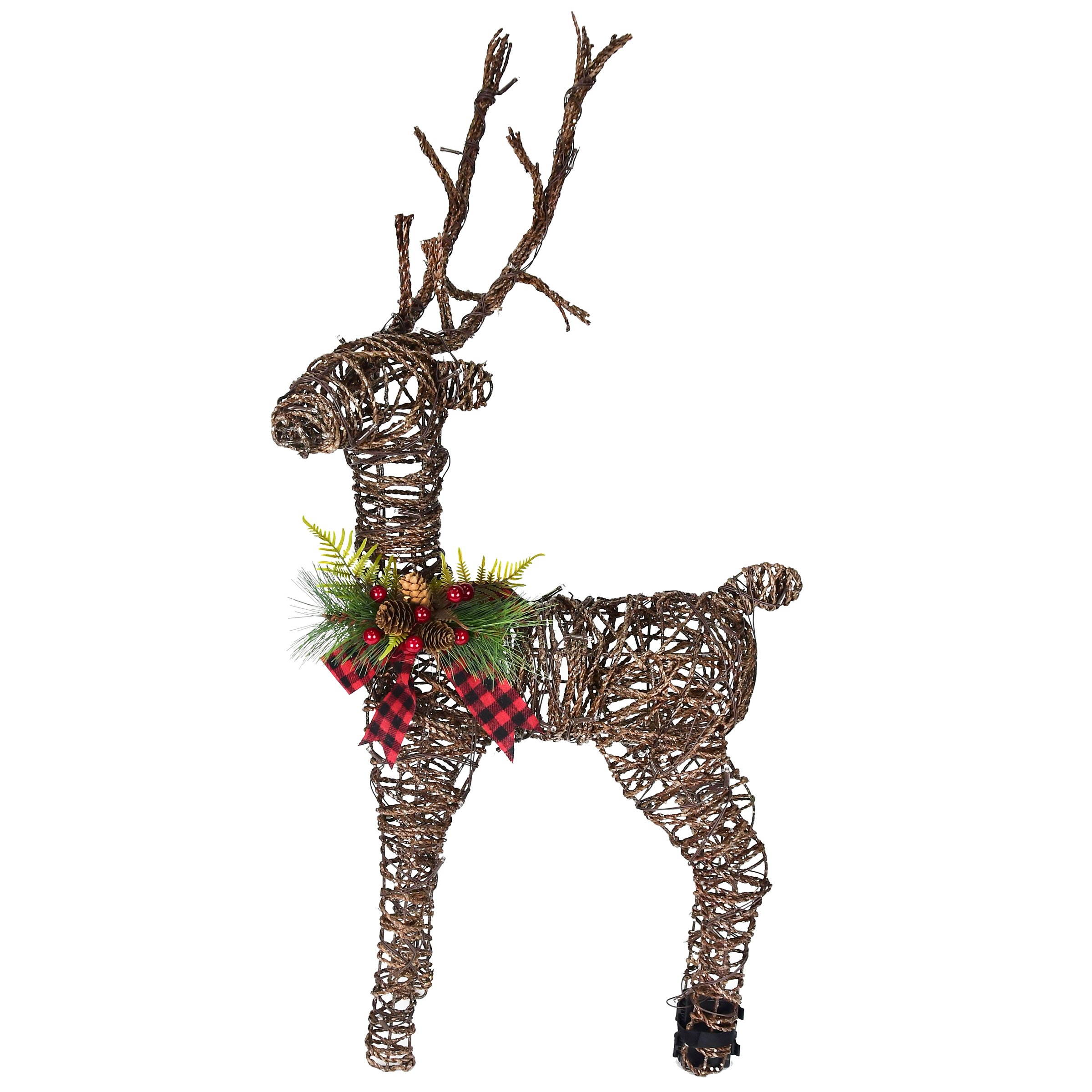 Destination Holiday Rope Lighted Standing Festive Reindeer with Bow ...