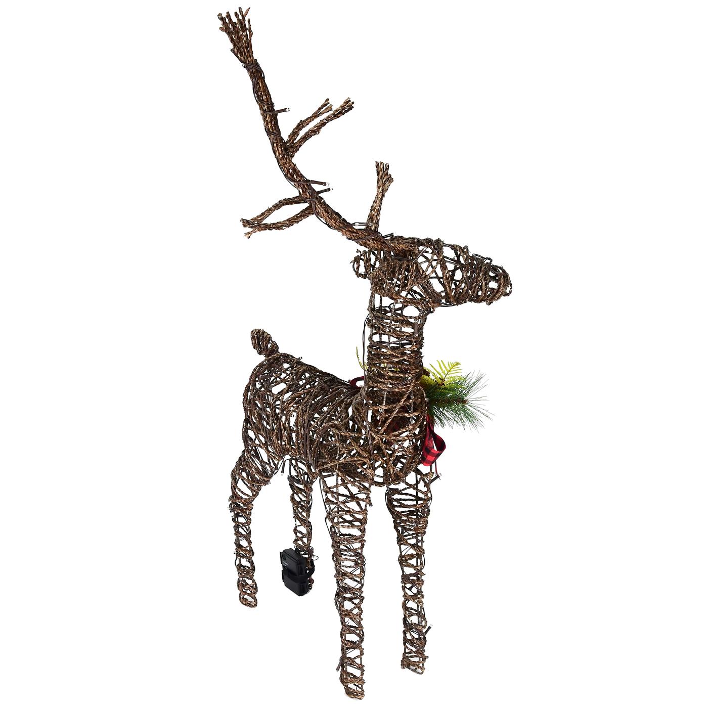Destination Holiday Rope Lighted Standing Festive Reindeer with Bow ...