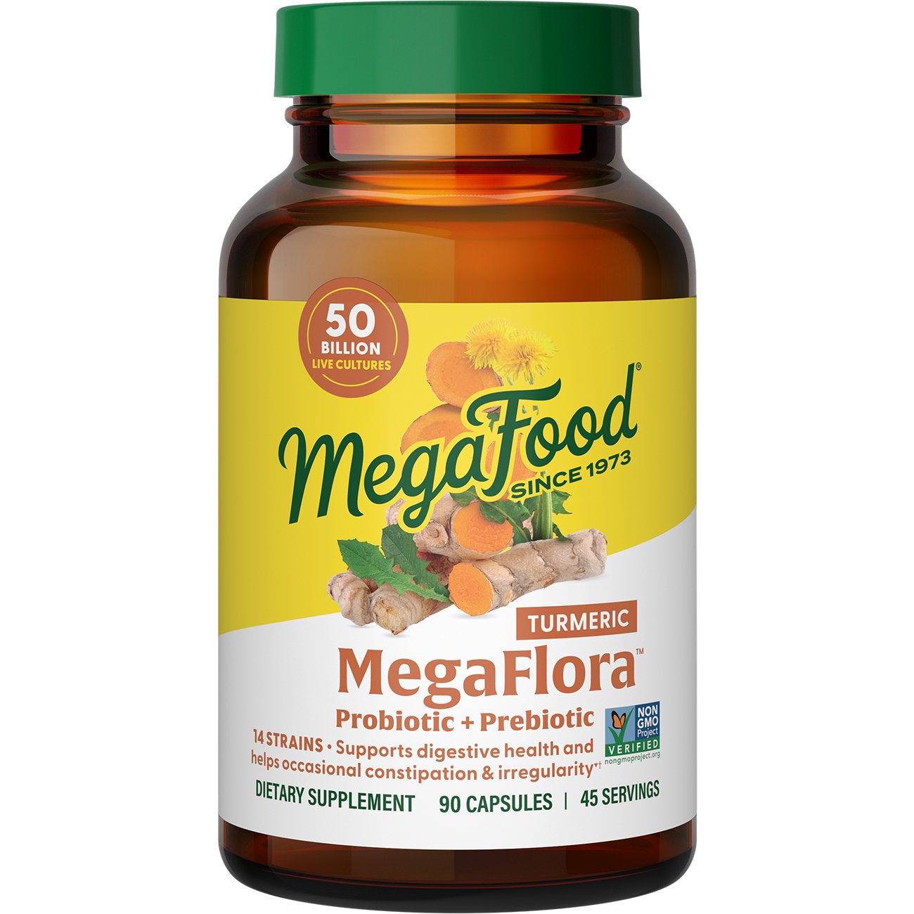 MegaFood MegaFlora Probiotic with Turmeric Capsules - Shop Diet ...