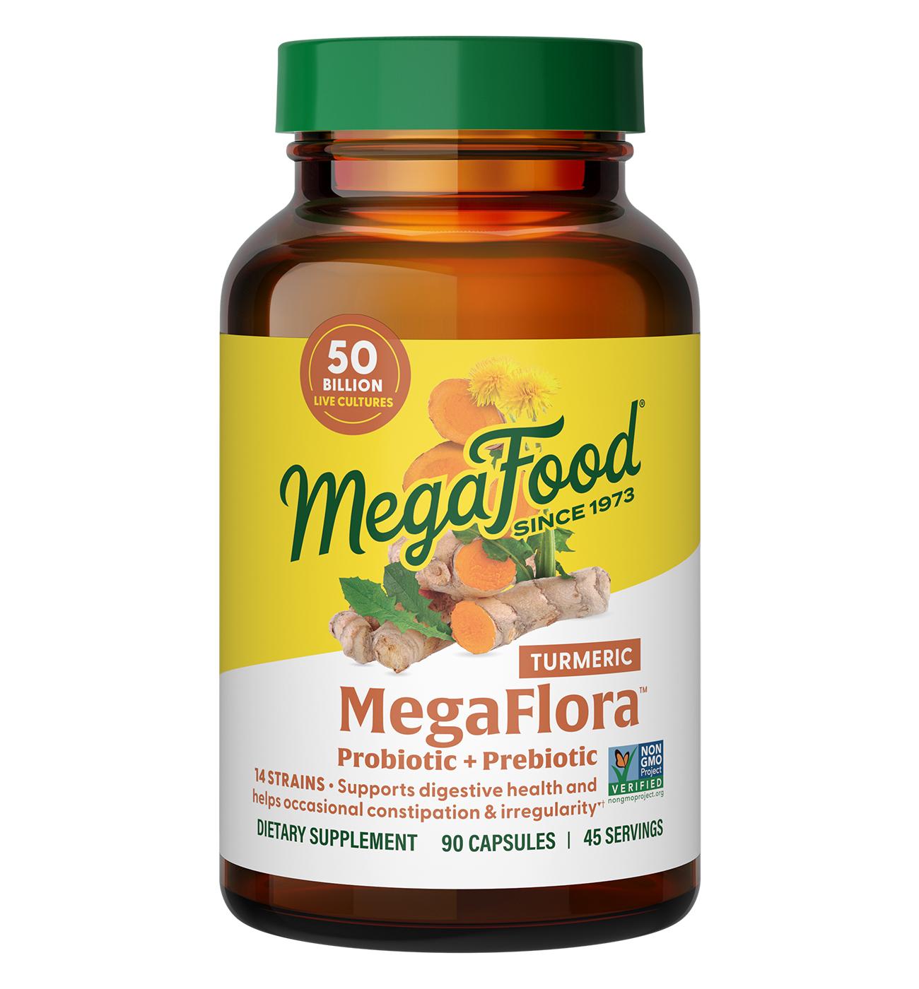 MegaFood MegaFlora Probiotic with Turmeric Capsules - Shop Diet ...