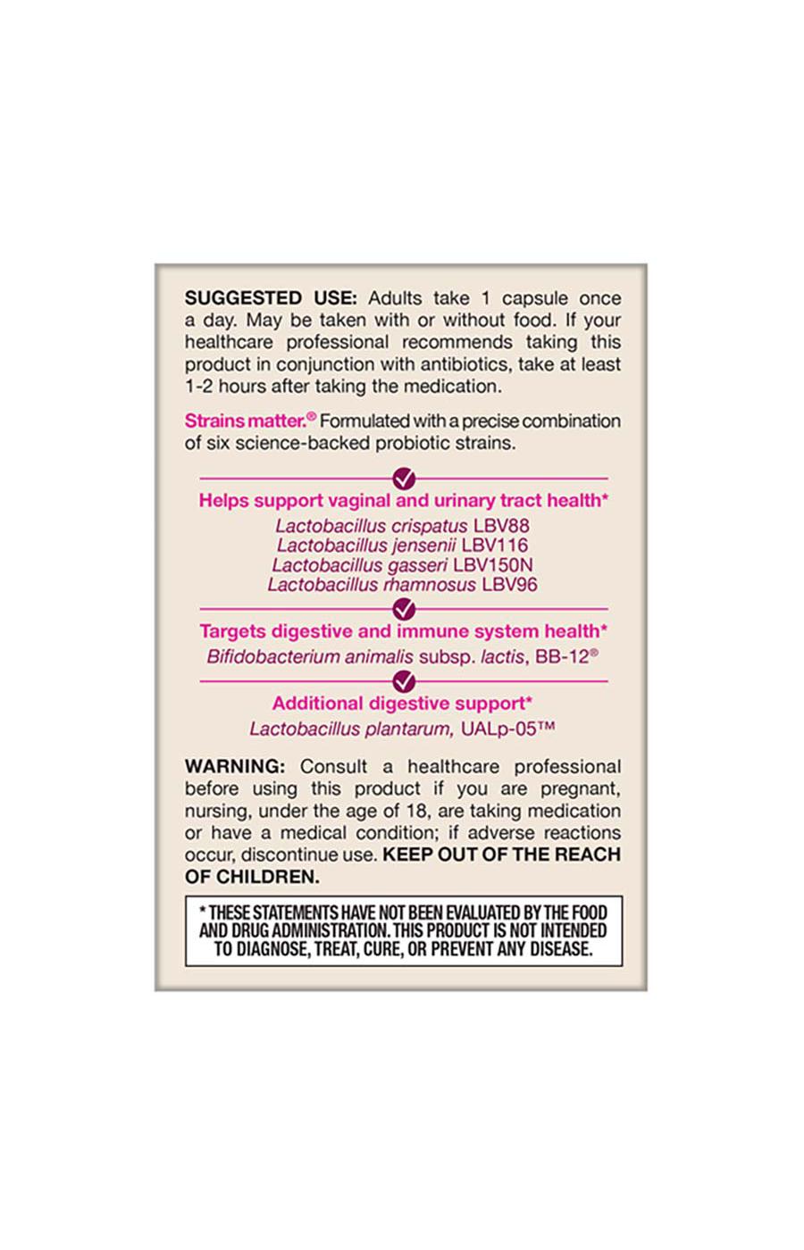 Jarrow Formulas Fem Dophilus Advanced Probiotics Veggie Capsules - Shop ...