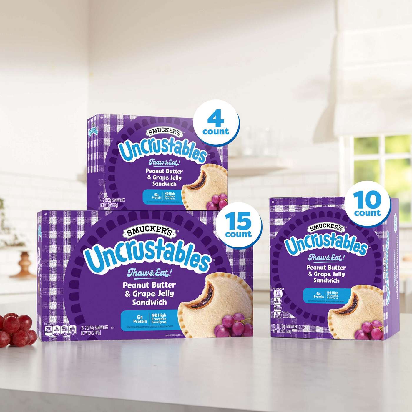 Smucker's Uncrustables Frozen Sandwiches - Peanut Butter & Grape Jelly ...