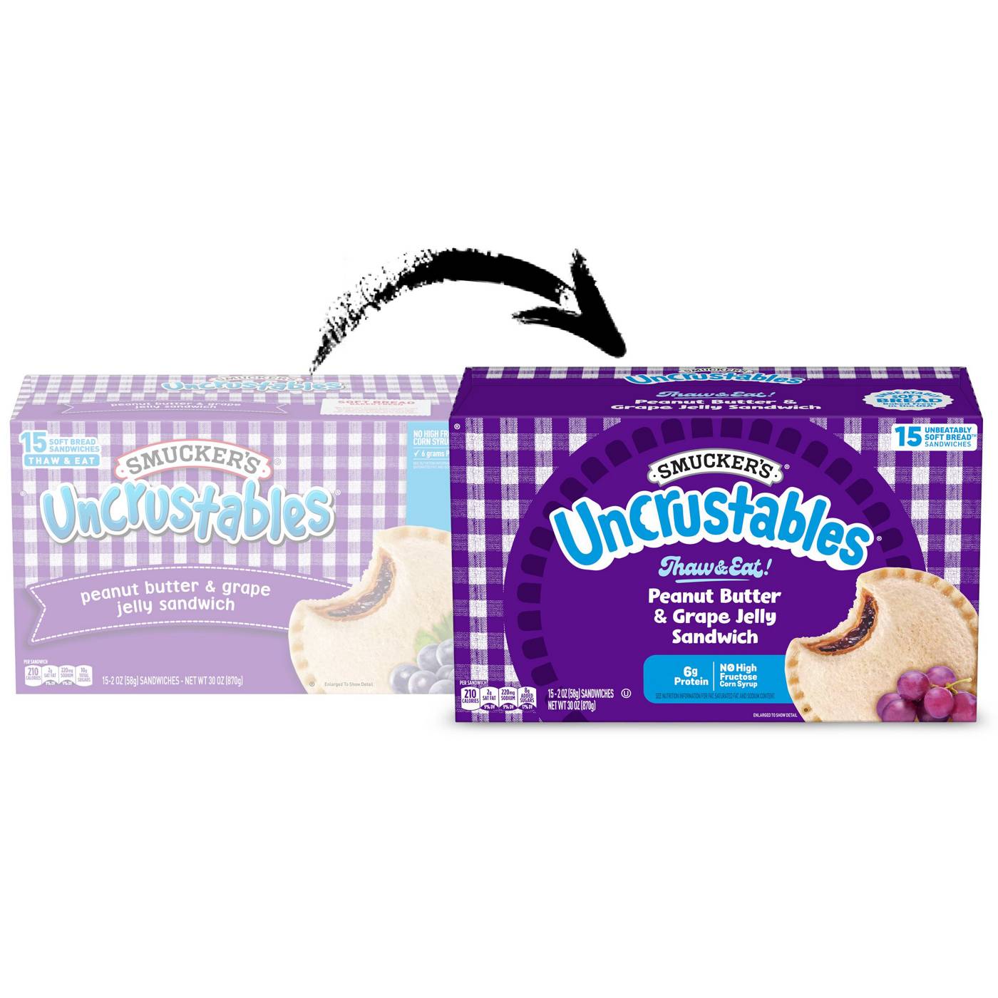 Smucker's Uncrustables Frozen Sandwiches - Peanut Butter & Grape Jelly ...