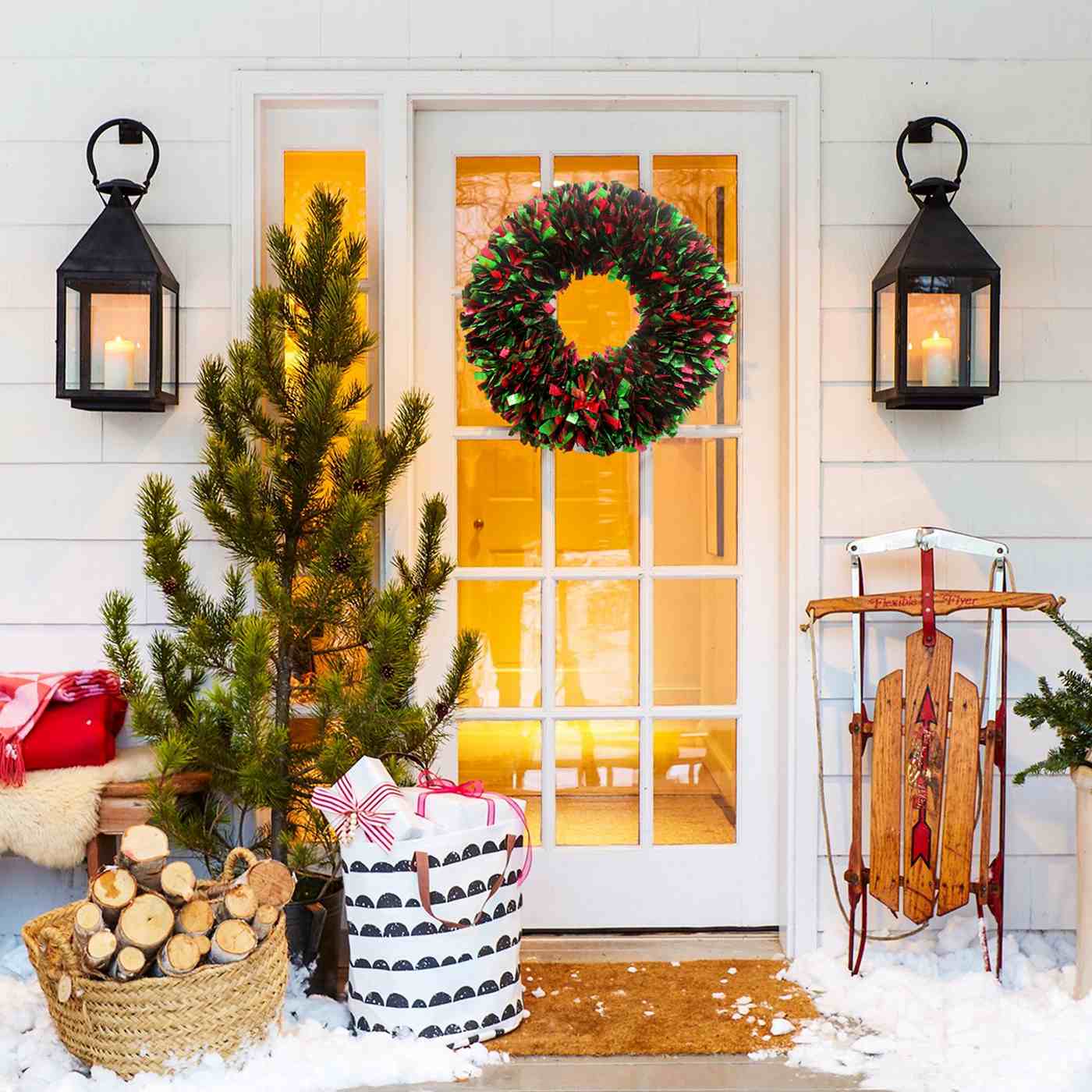 FC Young Tinsel Christmas Wreath - Red & Green - Shop Seasonal decor at ...