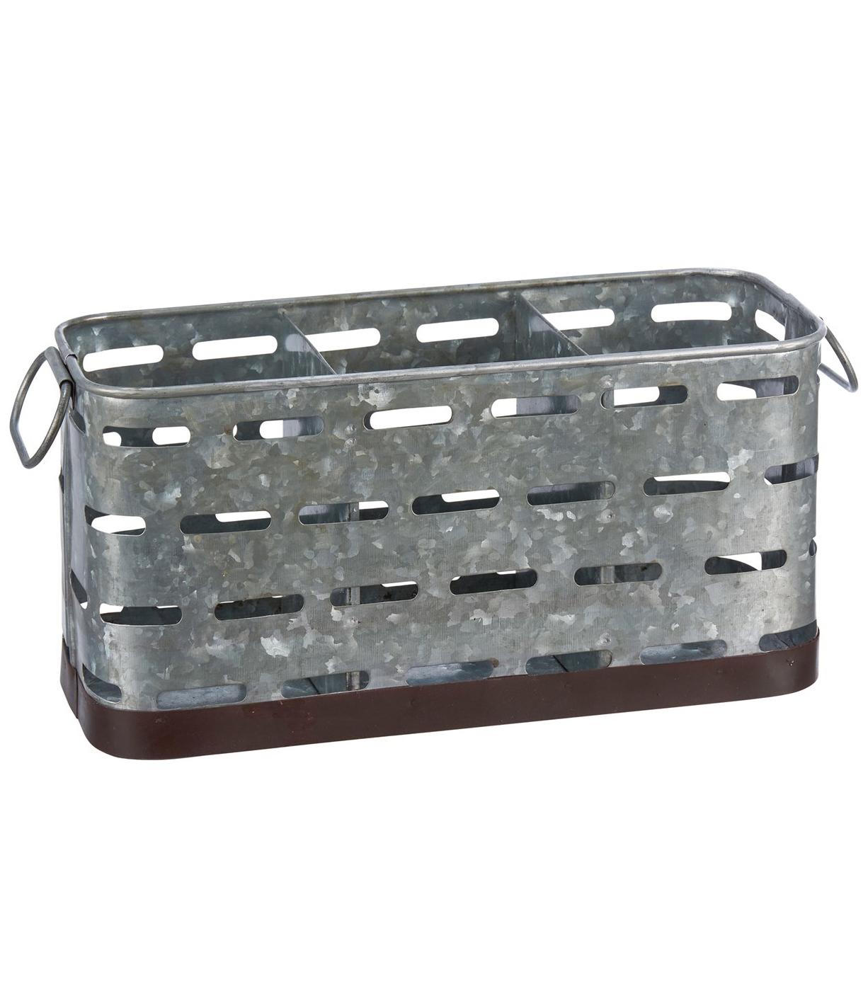 Primitives By Kathy Rustic Olive 3 Section Metal Caddy - Shop Desktop ...