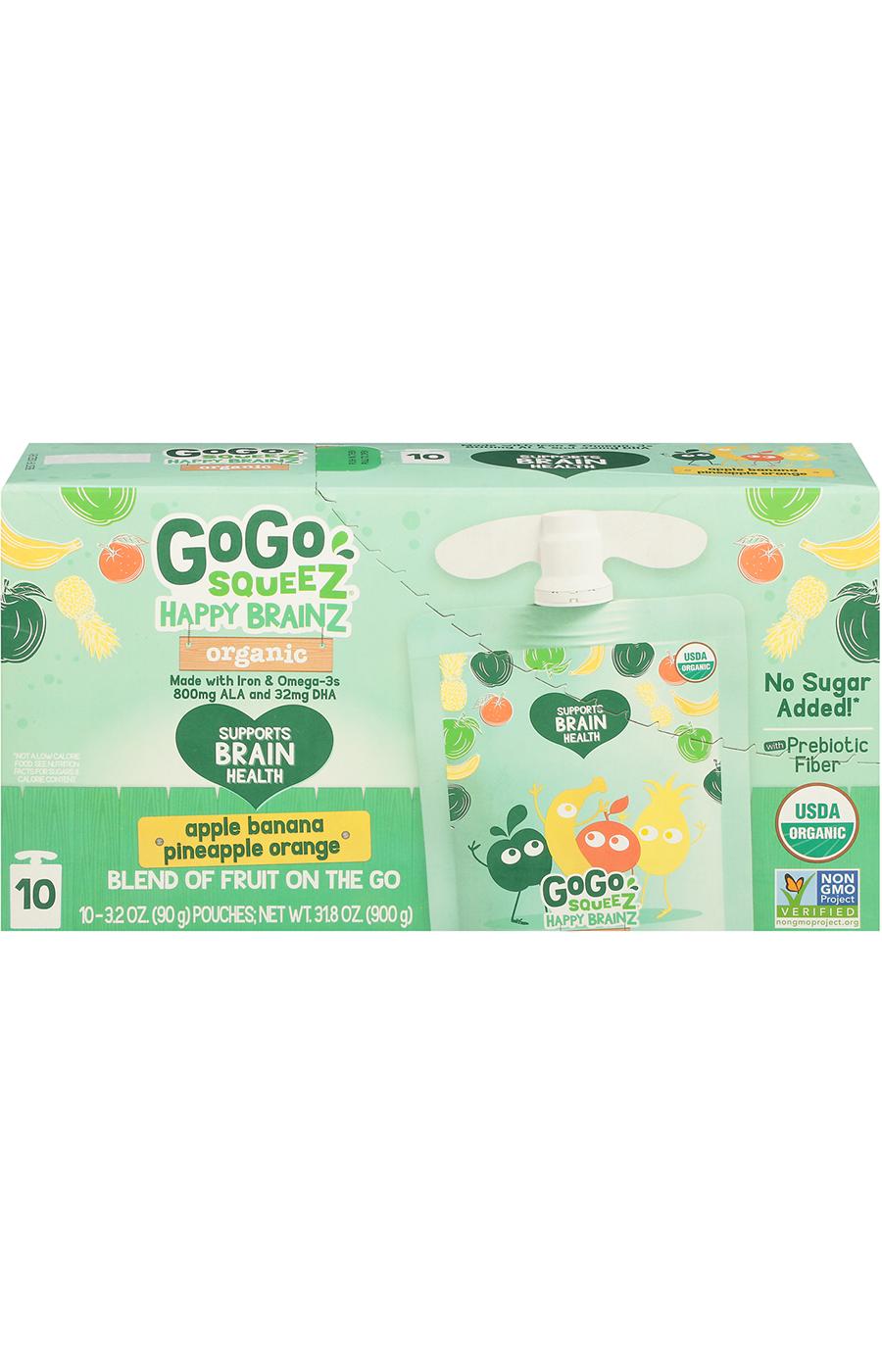 GoGo squeeZ Happy Brainz Apple Banana Pineapple Orange Fruit on the Go ...