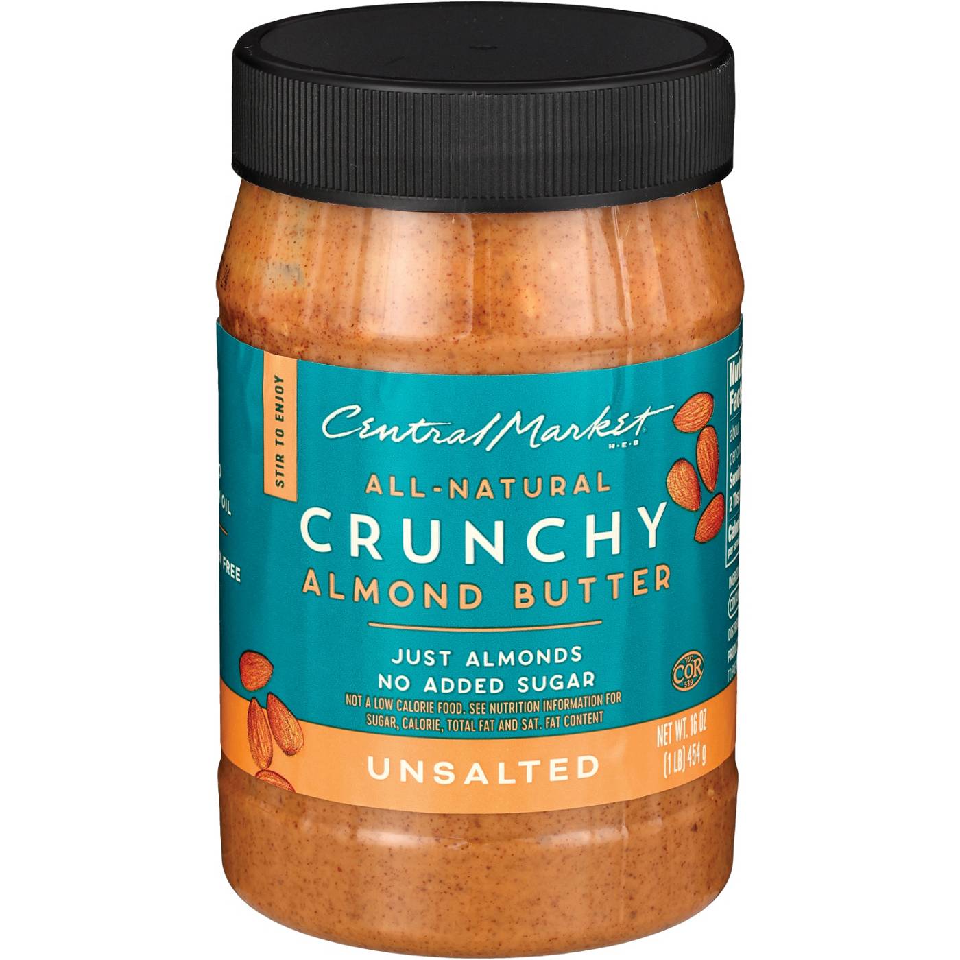 Central Market All-Natural Crunchy Almond Butter – Unsalted - Shop ...