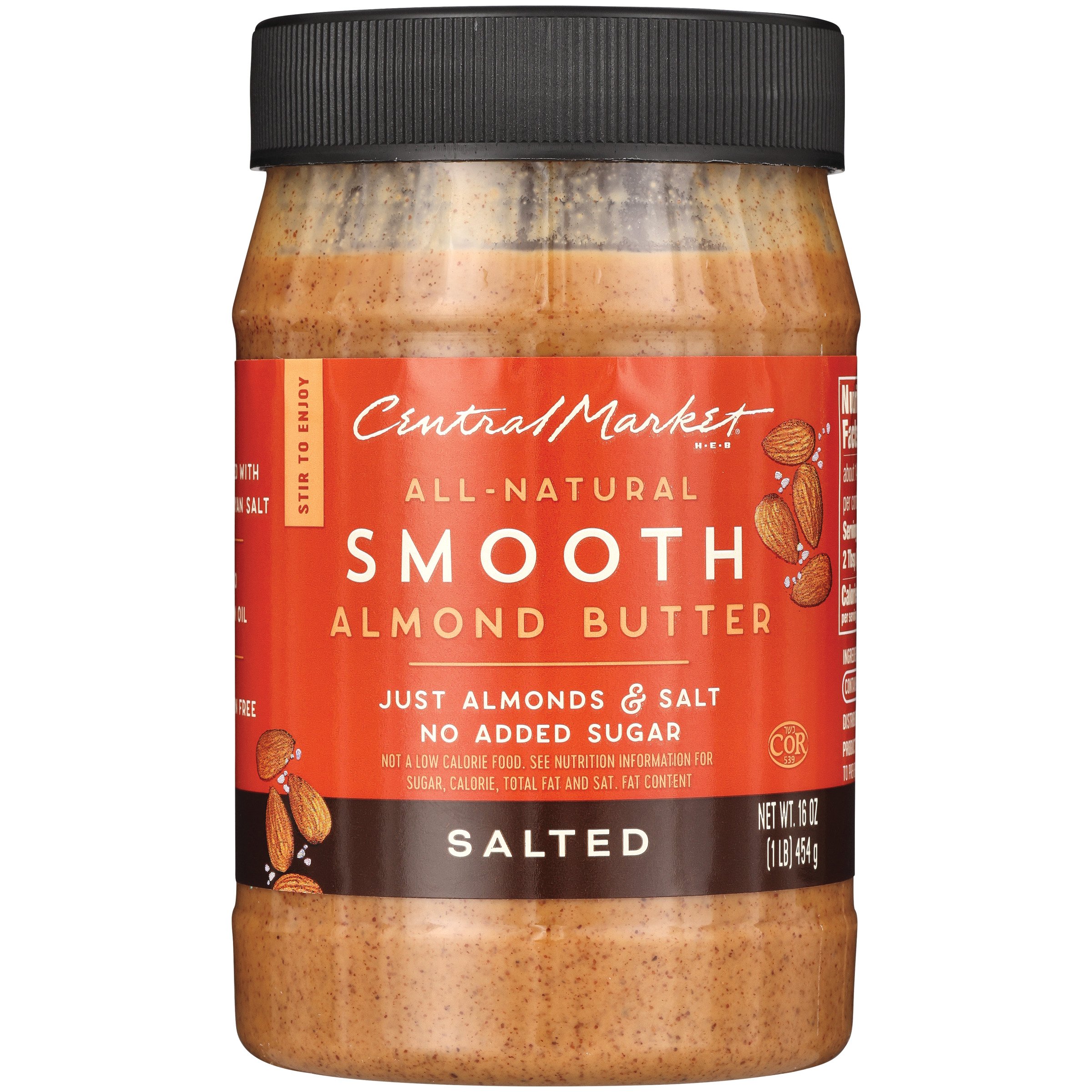 Central Market All-Natural Smooth Almond Butter – Salted - Shop Peanut ...