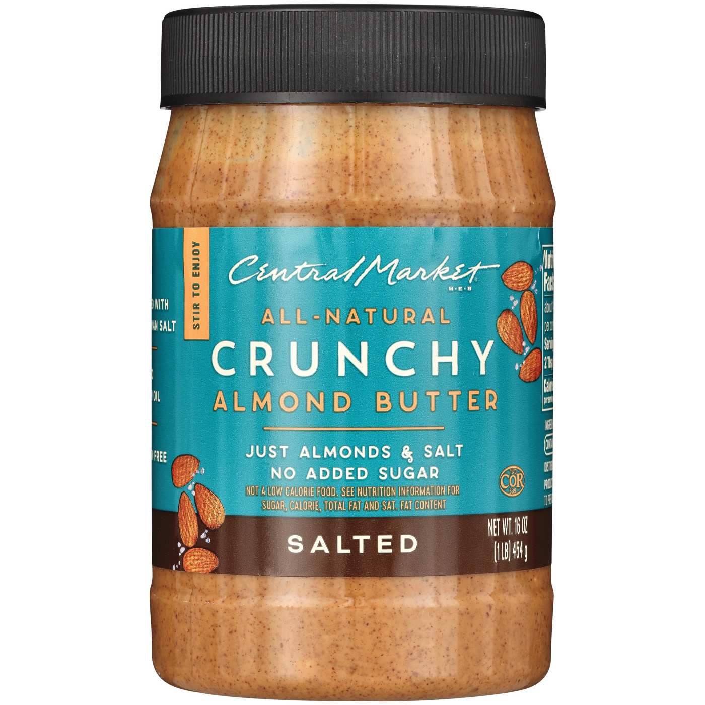 Central Market All-Natural Crunchy Almond Butter – Salted - Shop Peanut ...